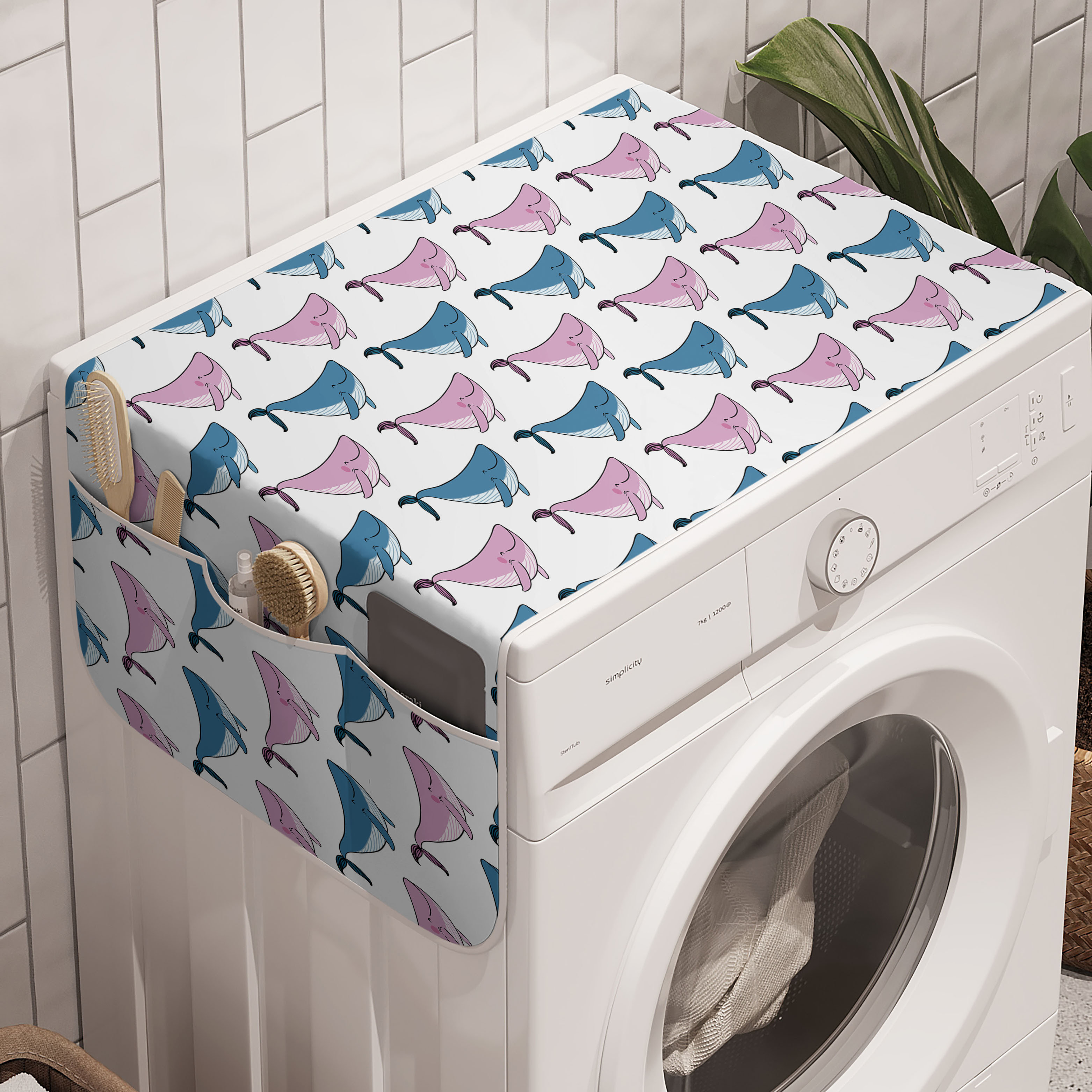 East Urban Home Whale Washing Machine Organizer Pack of 2 47" x 18.5 ...