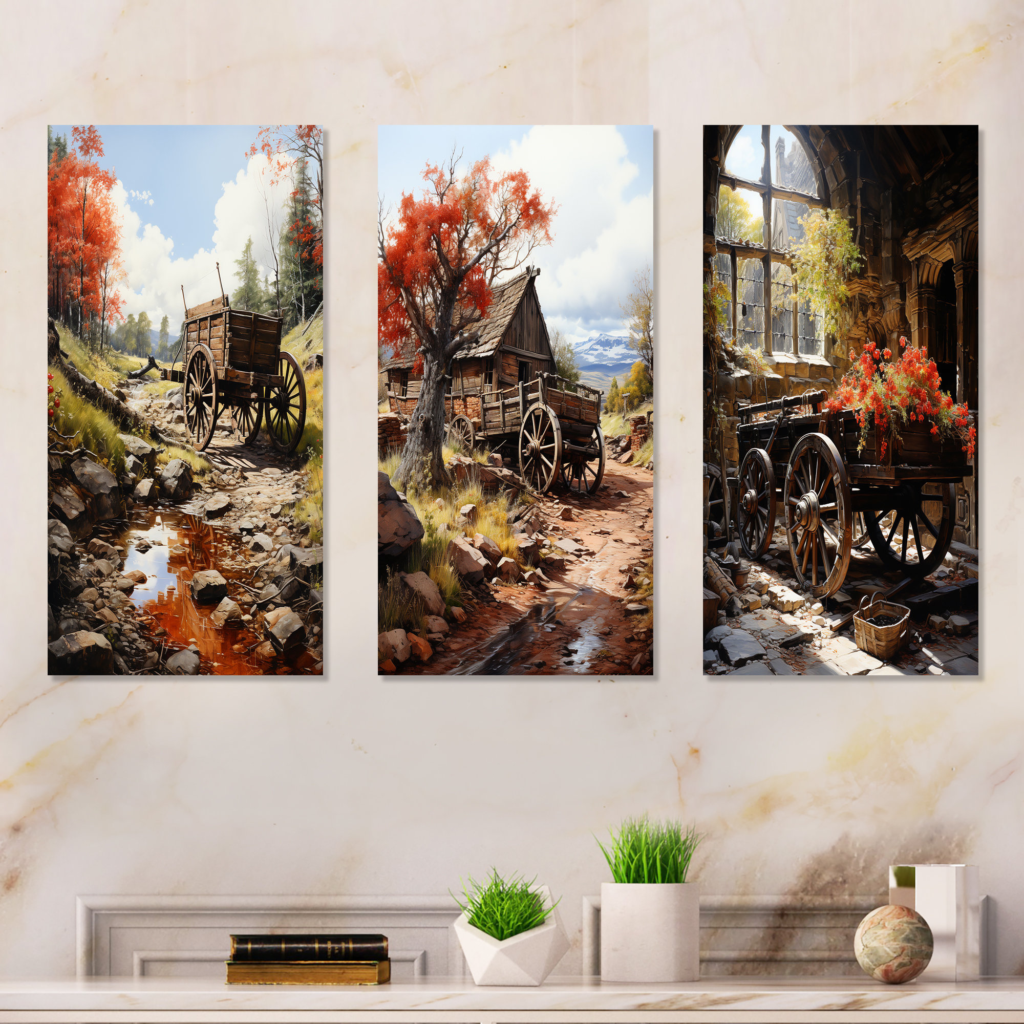 August Grove® Rustic Red Us Carriage Cart - Old American Cart Metal ...