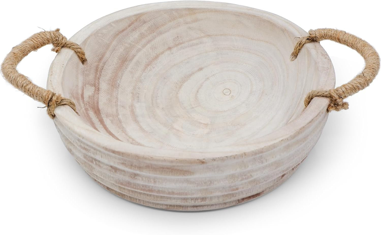 Rosalind Wheeler Decorative Wooden Bowl with Hemp Rope Handles | Wayfair
