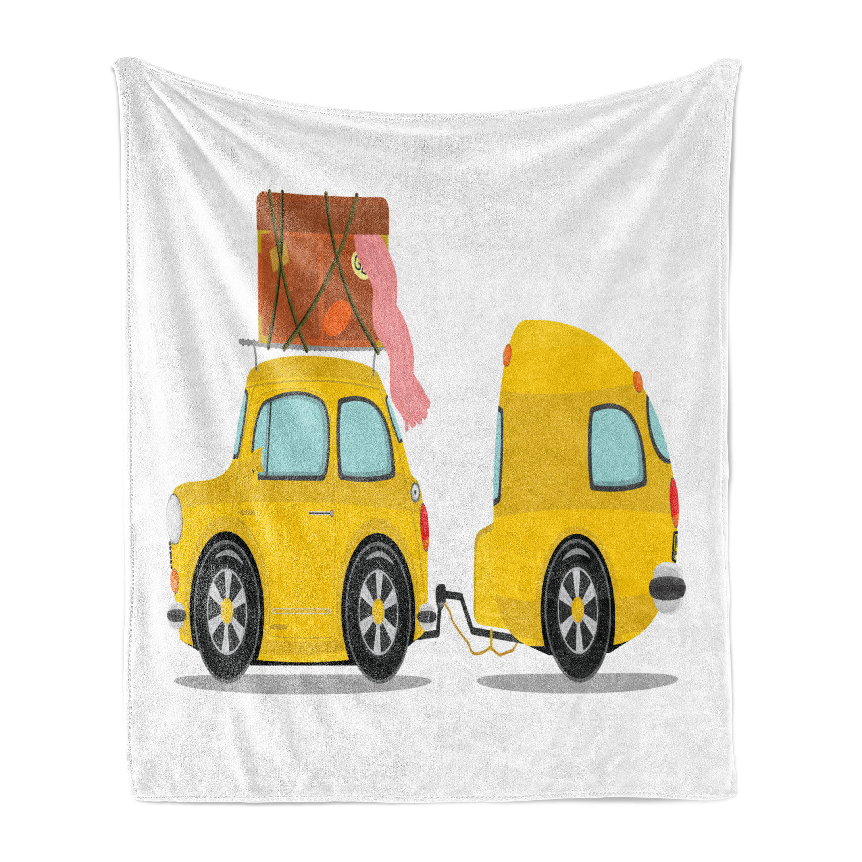 Ambesonne Camper Fleece Throw Blanket Retro Car with Trailer 50"x60 ...