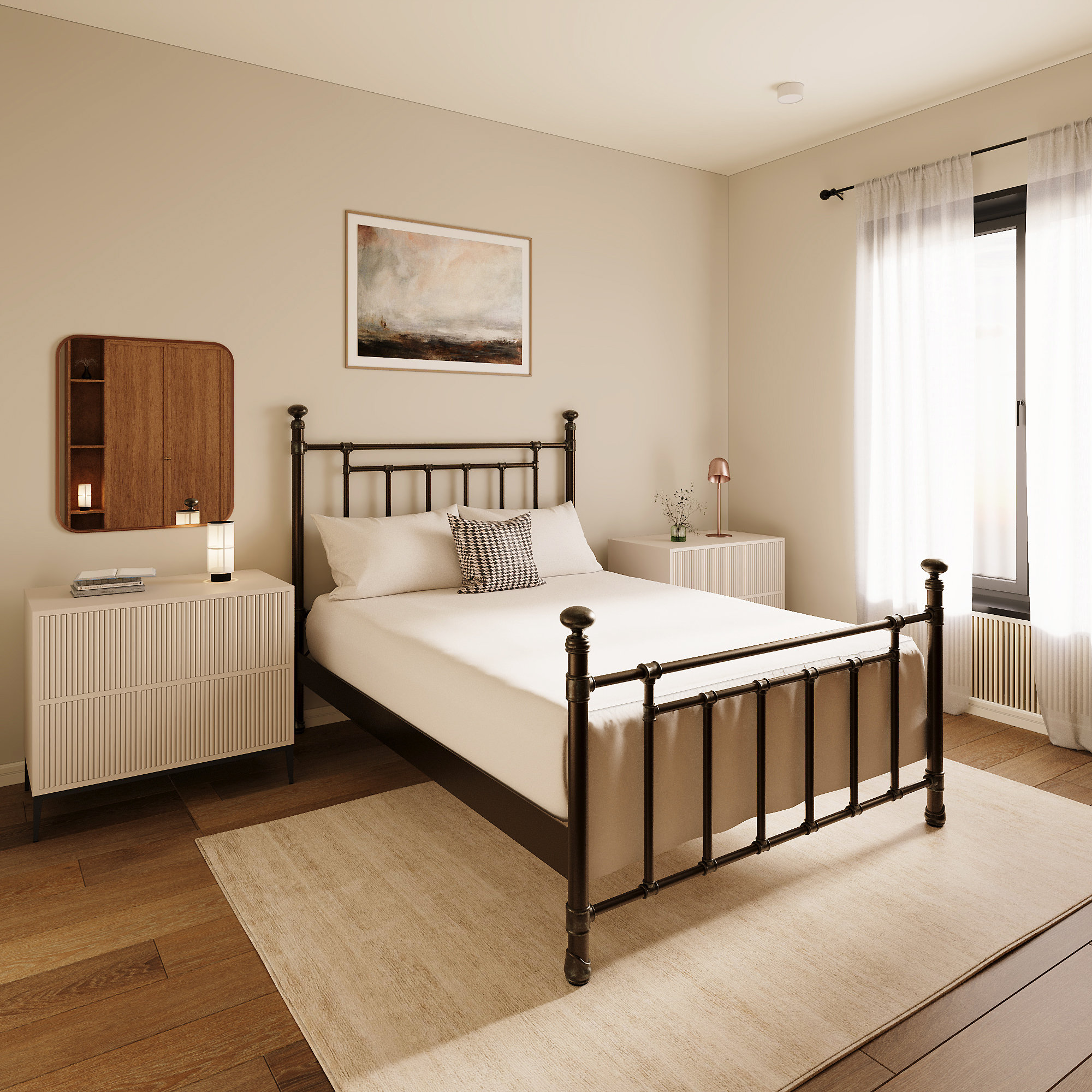 Wildon Home® Edin Complete Bed with Metal Profile & Platform (Wood ...