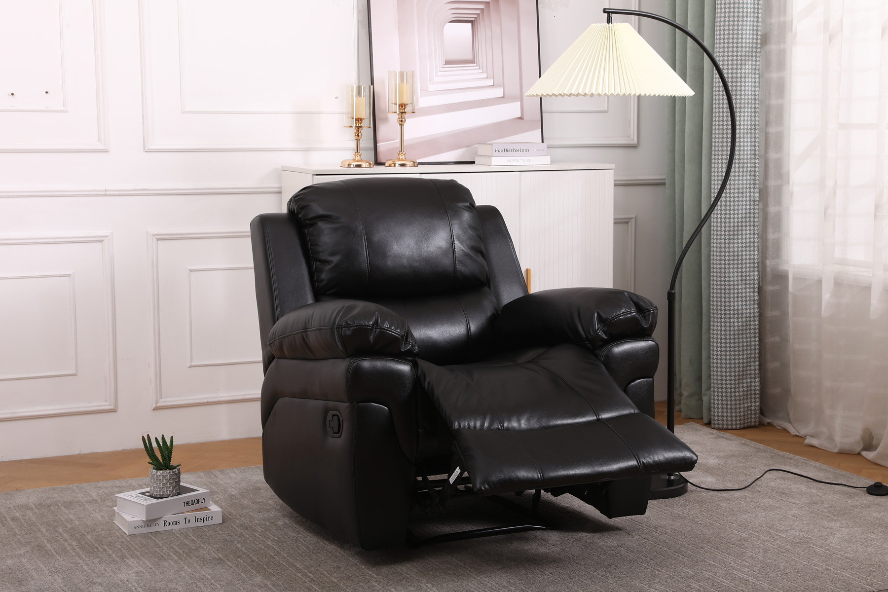 Latitude Run Kaneb Faux Leather Manual Recliner with Ottoman | Wayfair ...