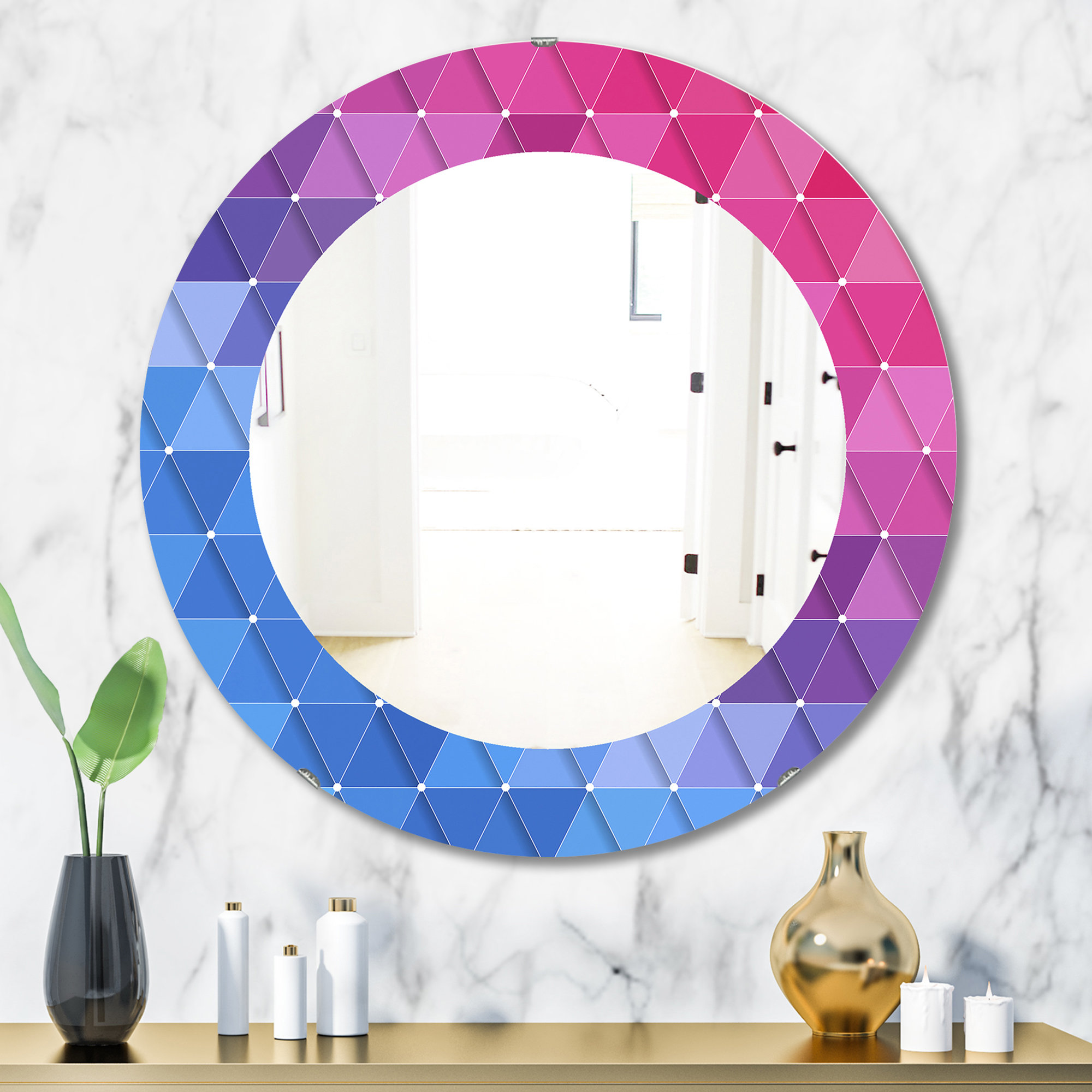 East Urban Home Triangular Colourfields 15 Accent Mirror | Wayfair
