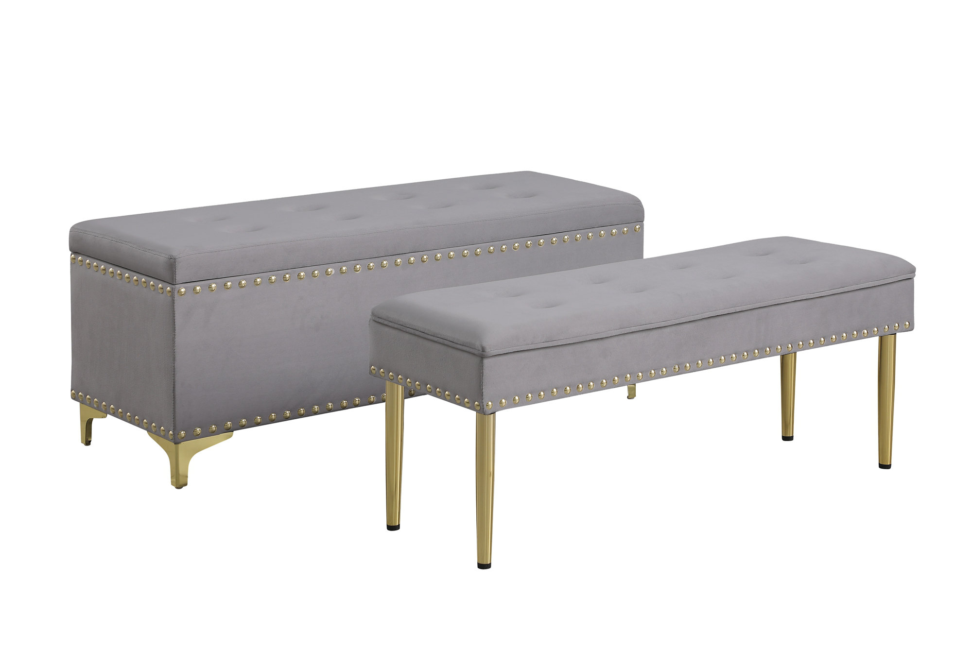 Large+Storage+Benches+Set%2C+Nailhead+Trim+2+In+1+Combination+Benches%2C+Tufted+Velvet+Benches ...