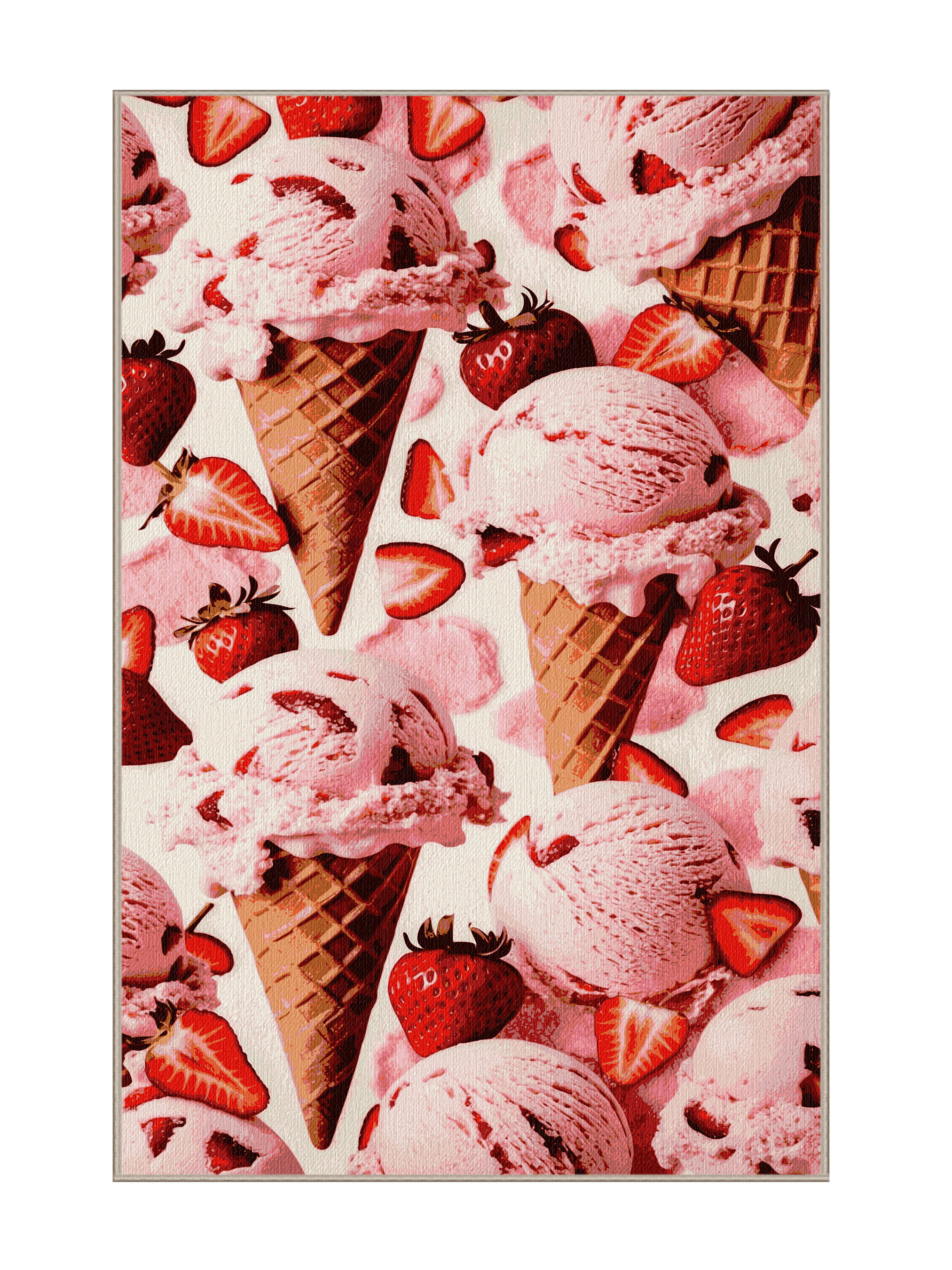 Dakota Fields Washable Strawberry ice cream Desserts Area Rug | Wayfair