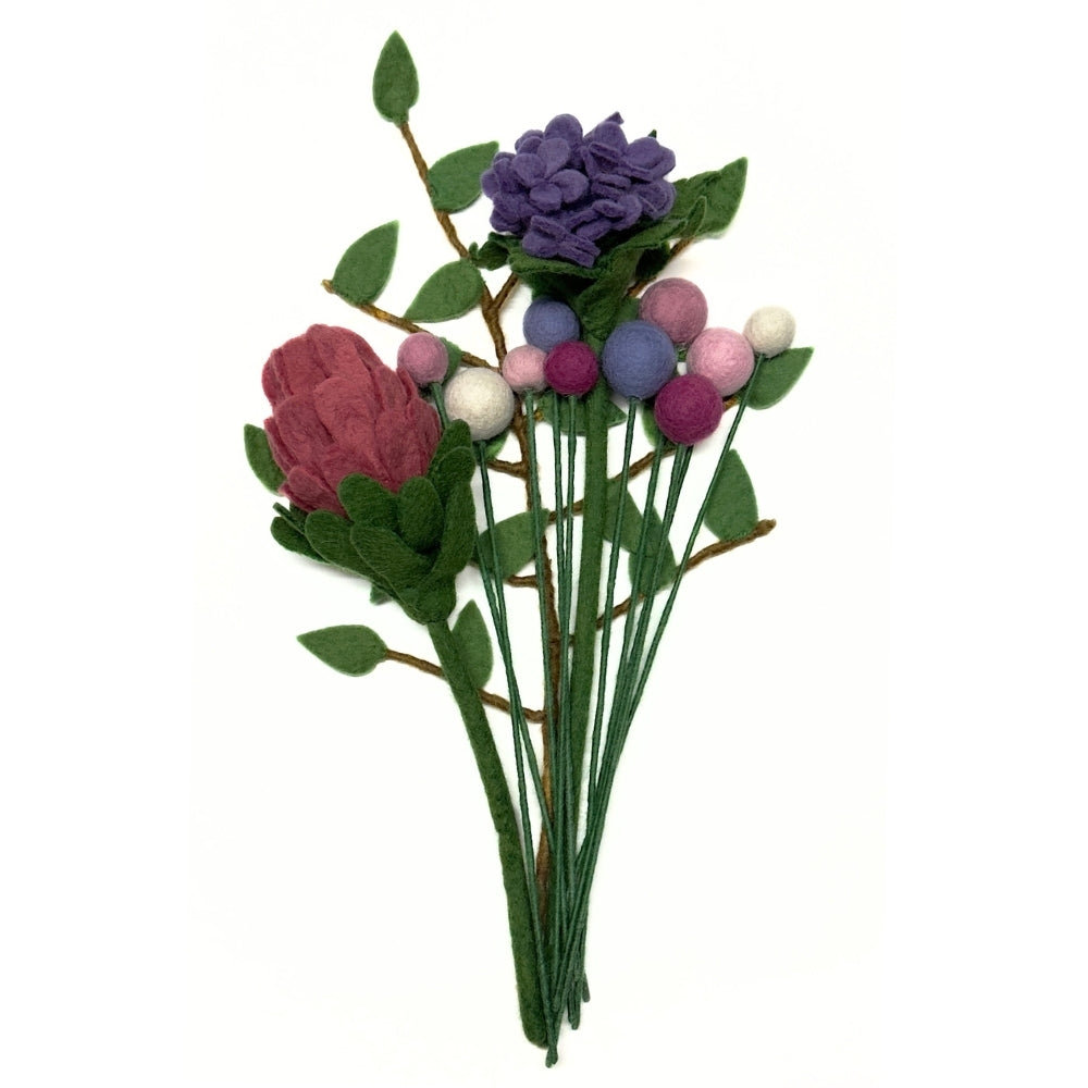 Humble Hilo Handmade Felt Bouquet Blossoms in Lavender and Salmon | Wayfair