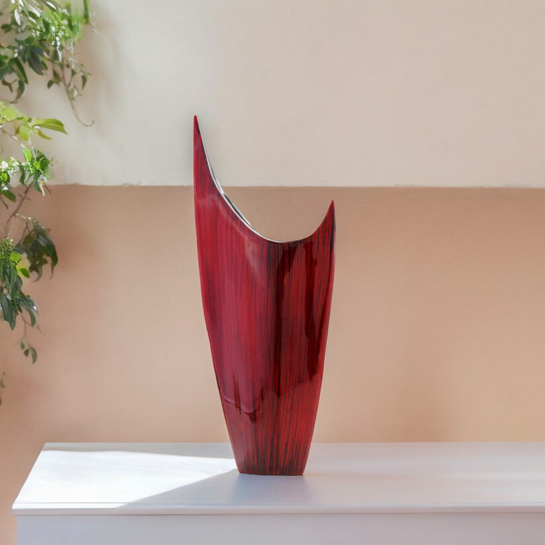 Wade Logan® Bonfiglio 18" Red Aluminum Contemporary Pointed Table Vase ...