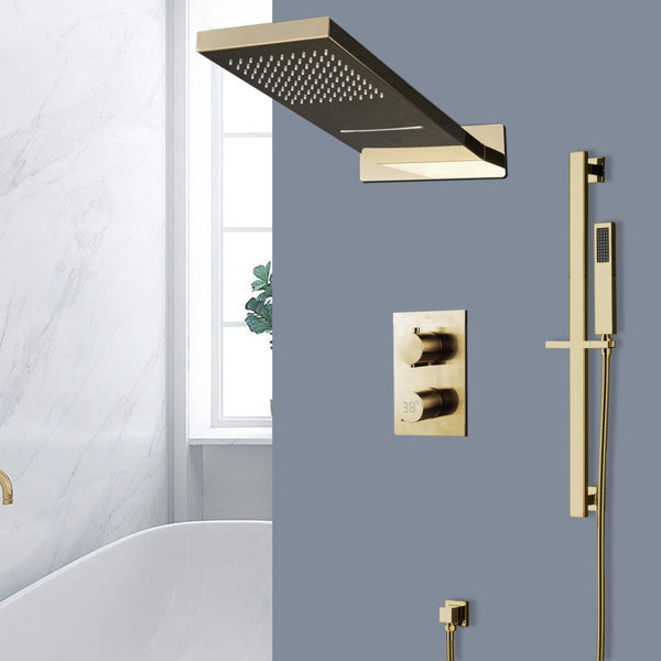 FontanaShowers Melfi Digital Wall Mount Brushed Gold Shower Set with ...