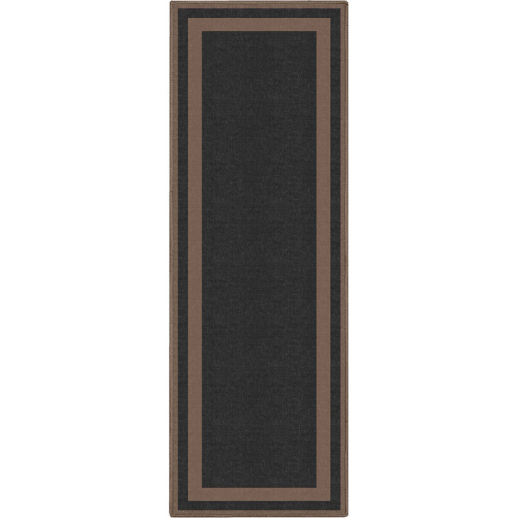 Well Woven Border Plain Black Flat-Weave Area Rug | Wayfair