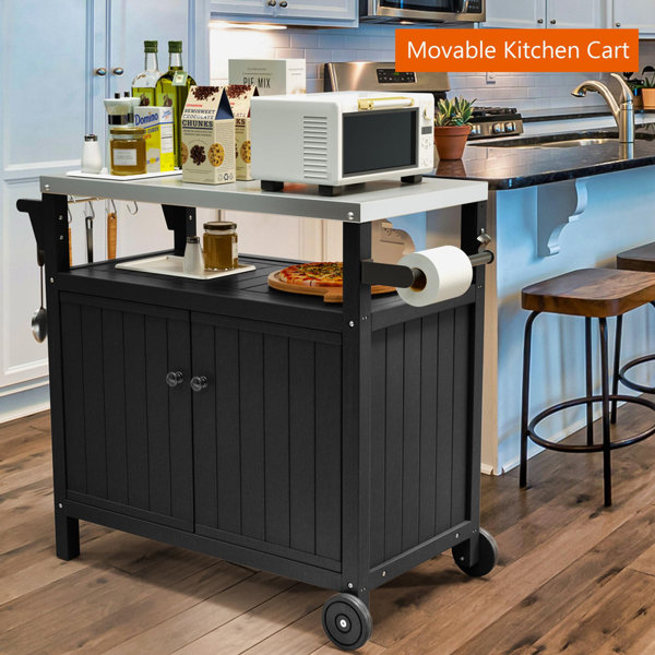 MENSARJOR Portable Outdoor Grill Prep Table with Storage, Waterproof ...