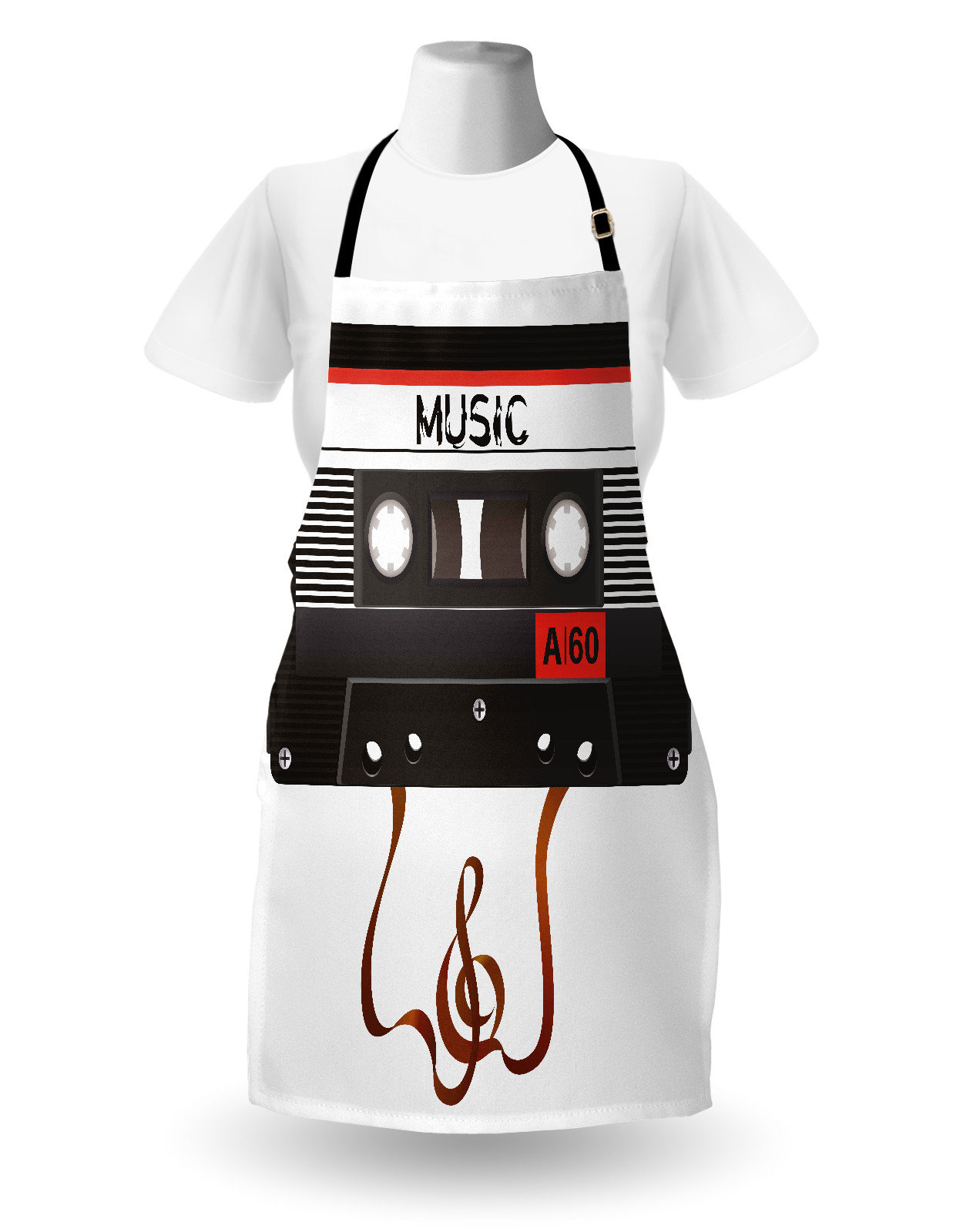 East Urban Home Music Apron Unisex, Broken Cassette, Adult Size, Orange ...