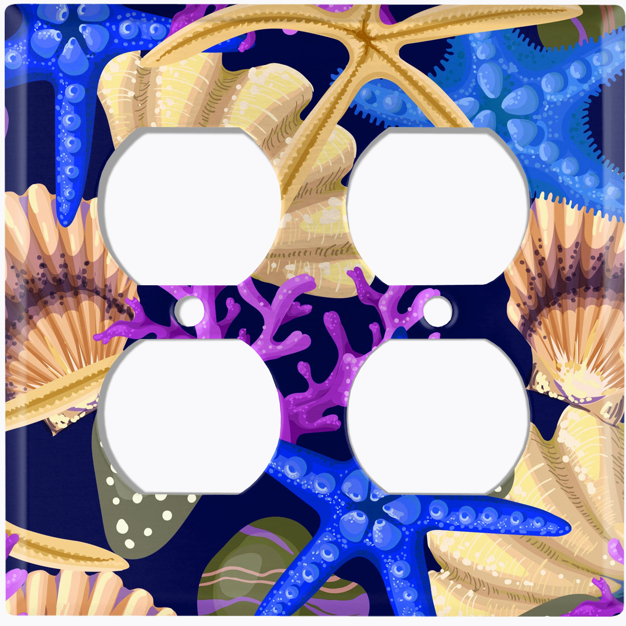 WorldAcc Metal Light Switch Plate Outlet Cover (Star Fish Deep Ocean ...