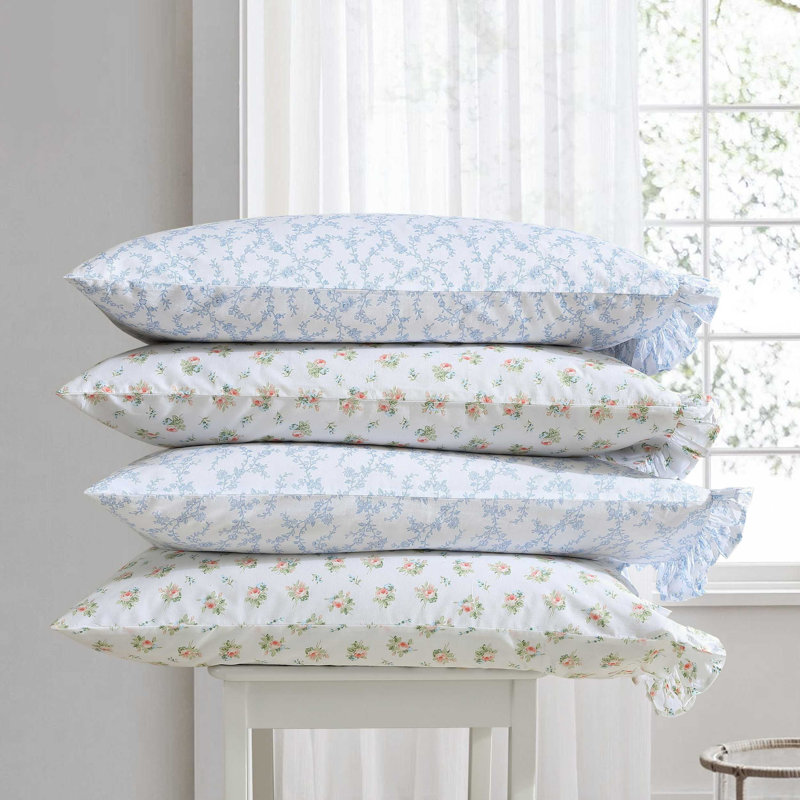 Laura Ashley Floral Ruffled Hem Cotton Sheet Sets & Reviews | Wayfair