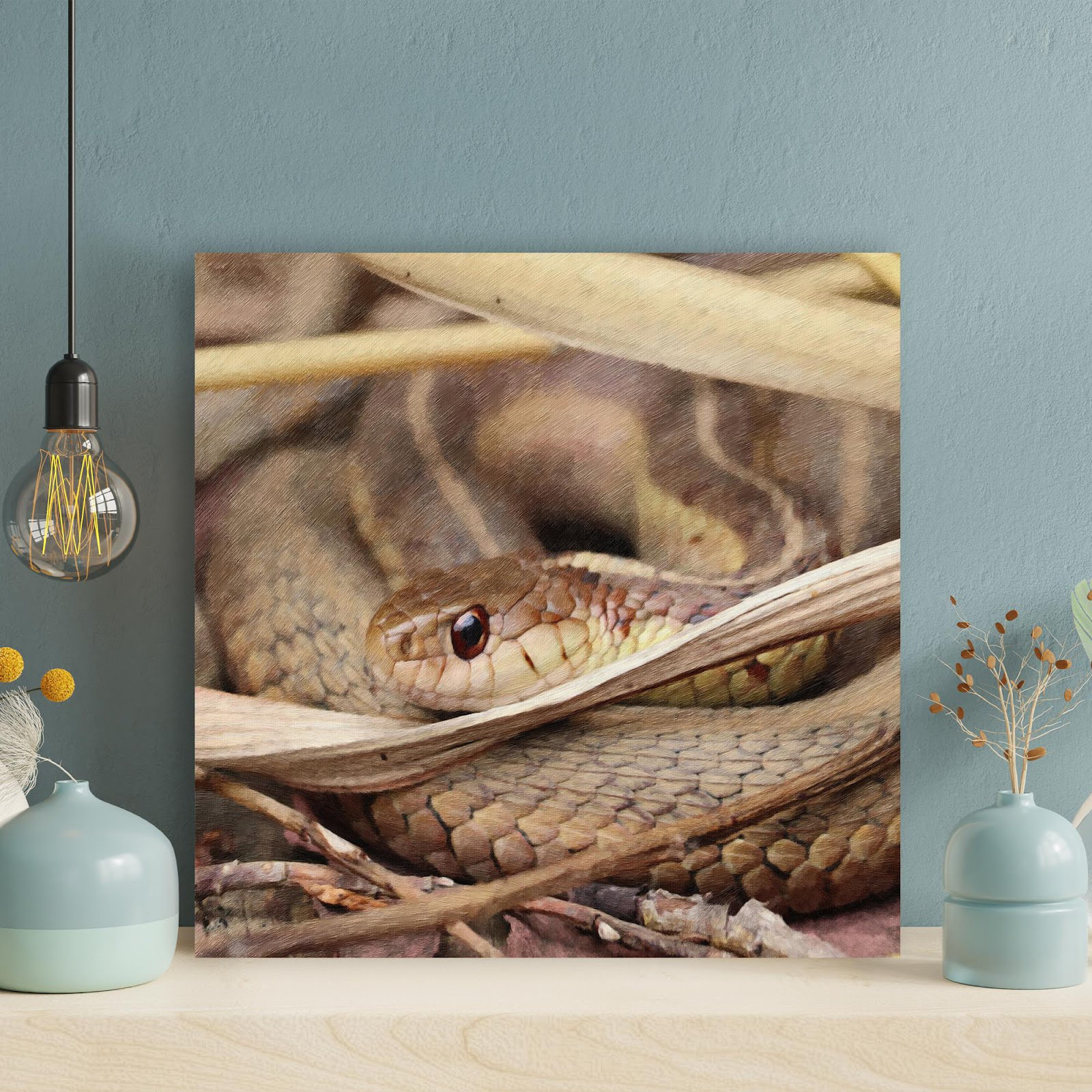 Latitude Run® Black And Brown Snake On Brown Wooden Surface - Wrapped ...