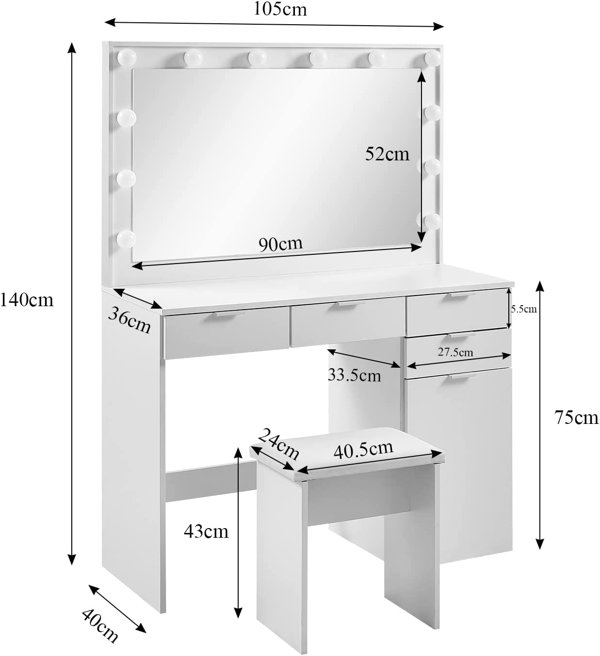Brayden Studio Comfort Dressing Table with Mirror & Reviews | Wayfair.co.uk
