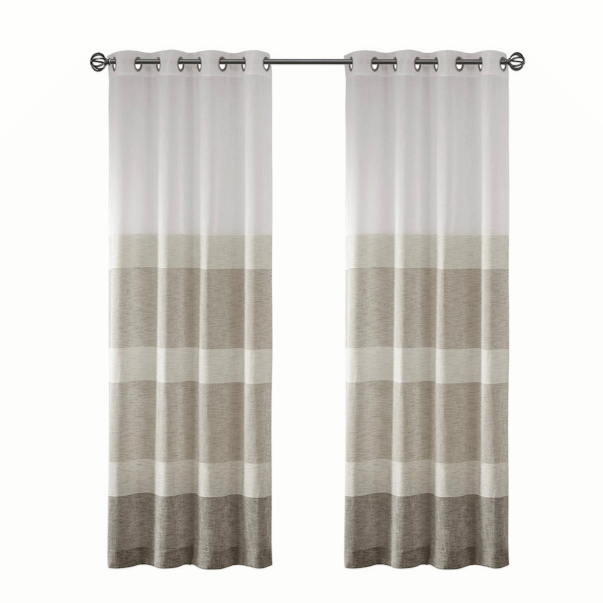 Gracie Oaks Woven Faux Linen Striped Window Sheer(1 Window Sheer) | Wayfair