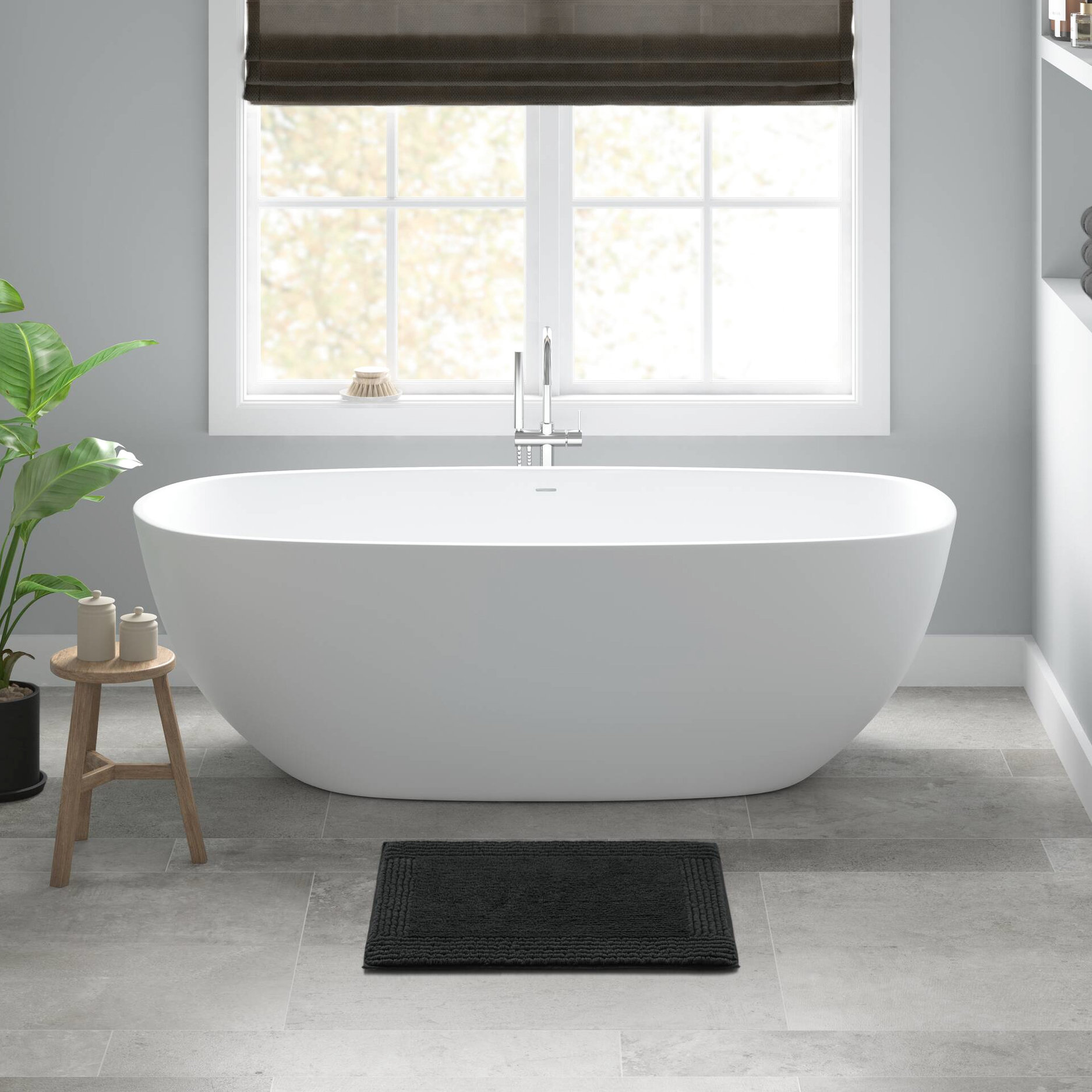 Ebern Designs 24x72" 100% Cotton Black 3000 Gsm Reversible Bath Rug ...