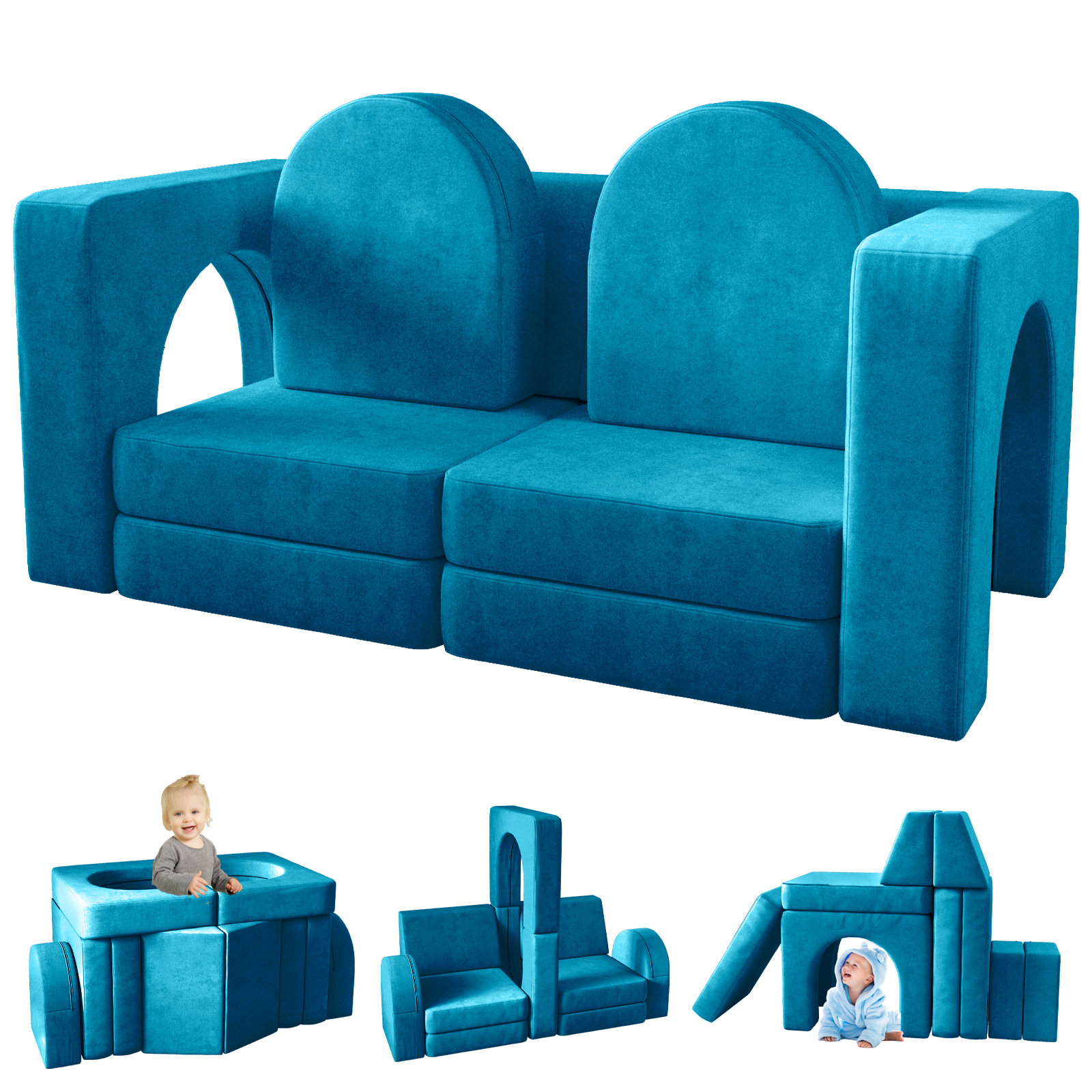 Gemma Violet Camborne Kids Couch 10PCS, Modular Kids Couch for Playroom ...