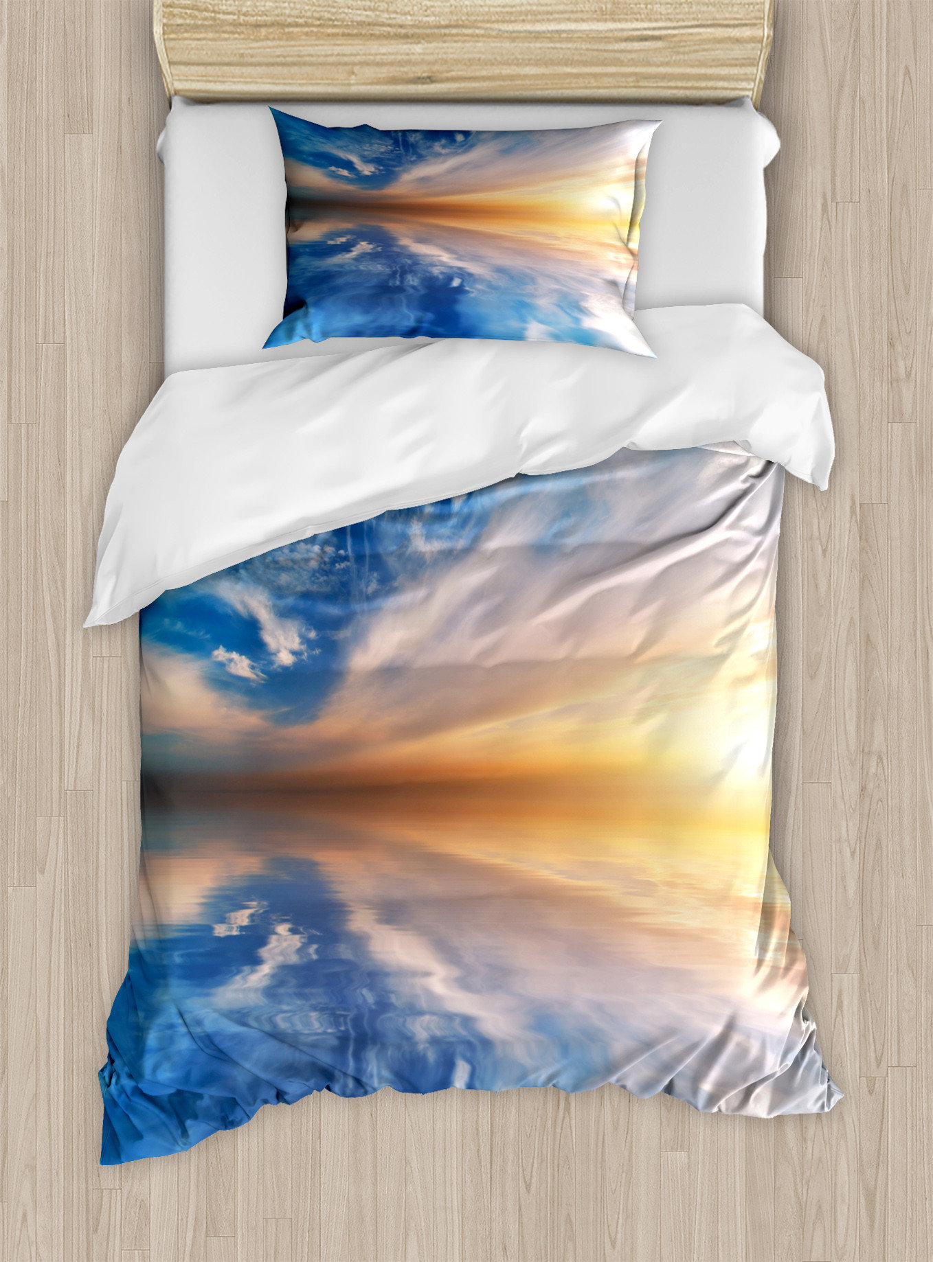 East Urban Home Blue Duvet Cover Set, Sky Reflections Sunset, Twin ...