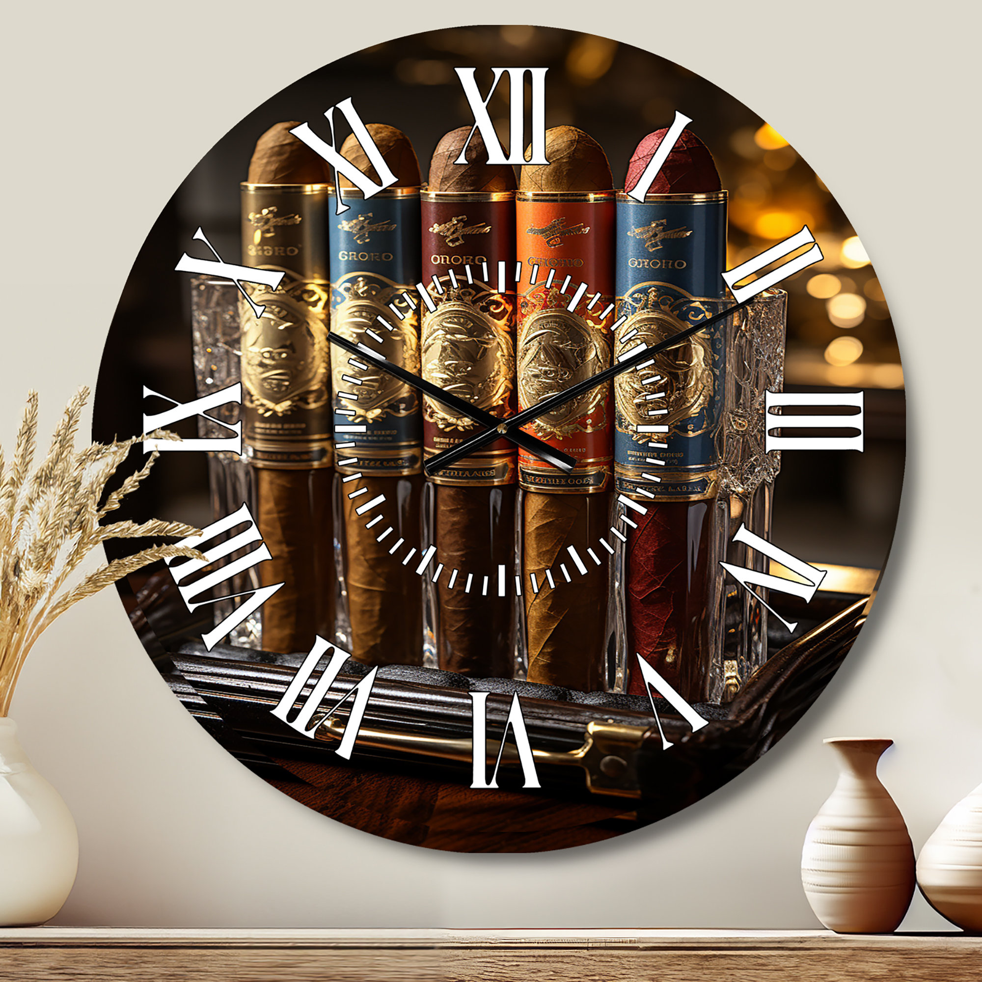 Latitude Run® Cuban Cigars I - Food & Beverage Face Wall Clock | Wayfair