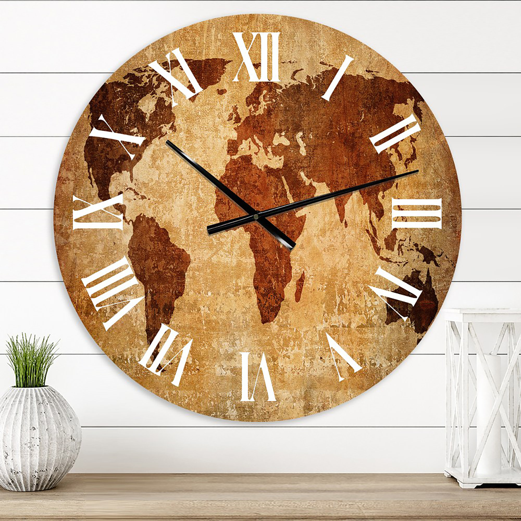 East Urban Home Ancient Map of The World XI - Vintage wall clock | Wayfair