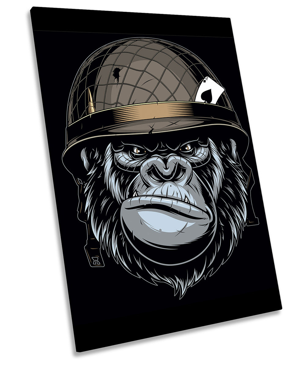 Happy Larry Army Monkey Helmet - Wrapped Canvas Graphic Art | Wayfair.co.uk