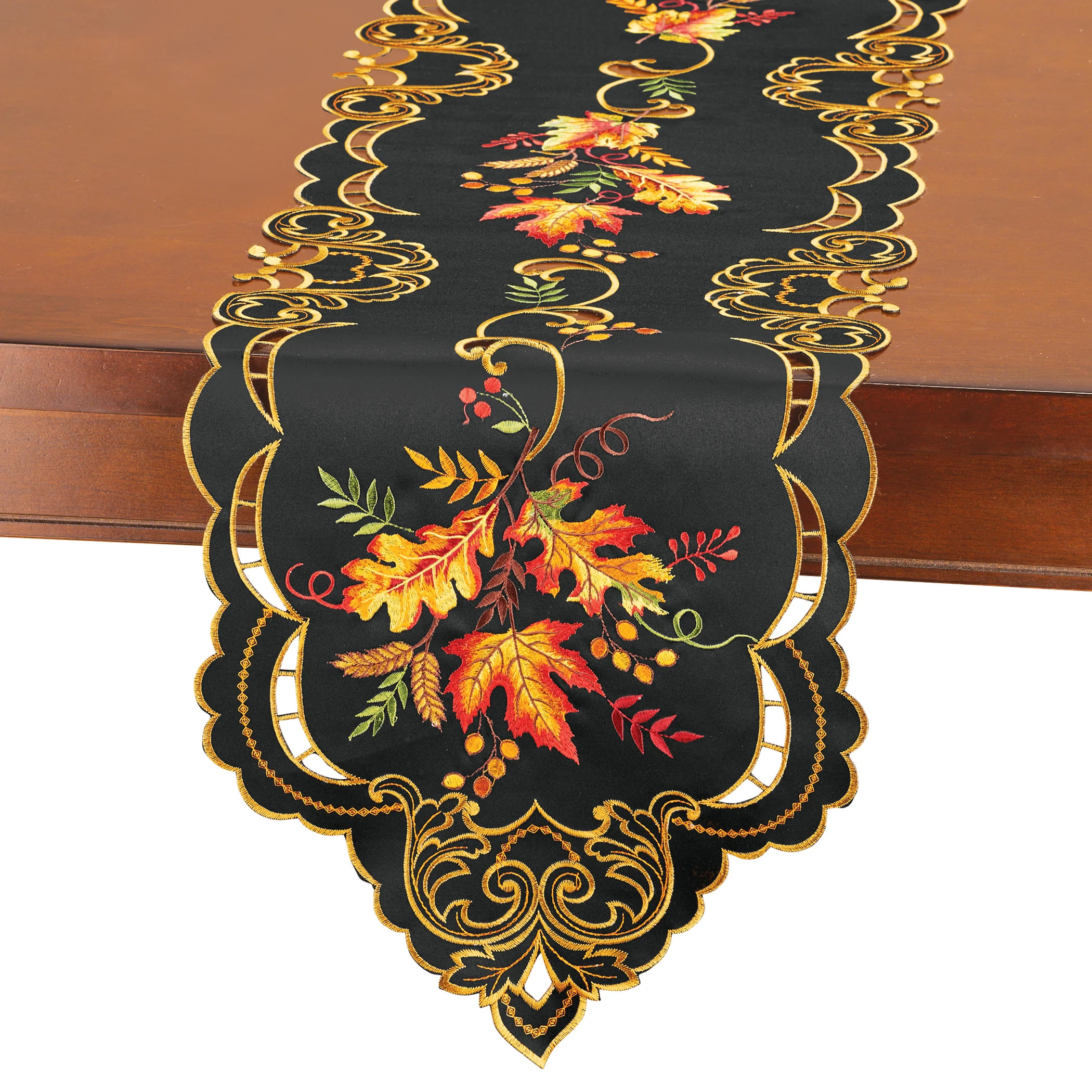 House of Hampton® Exquisite Embroidered Fall Leaves Table Linens | Wayfair