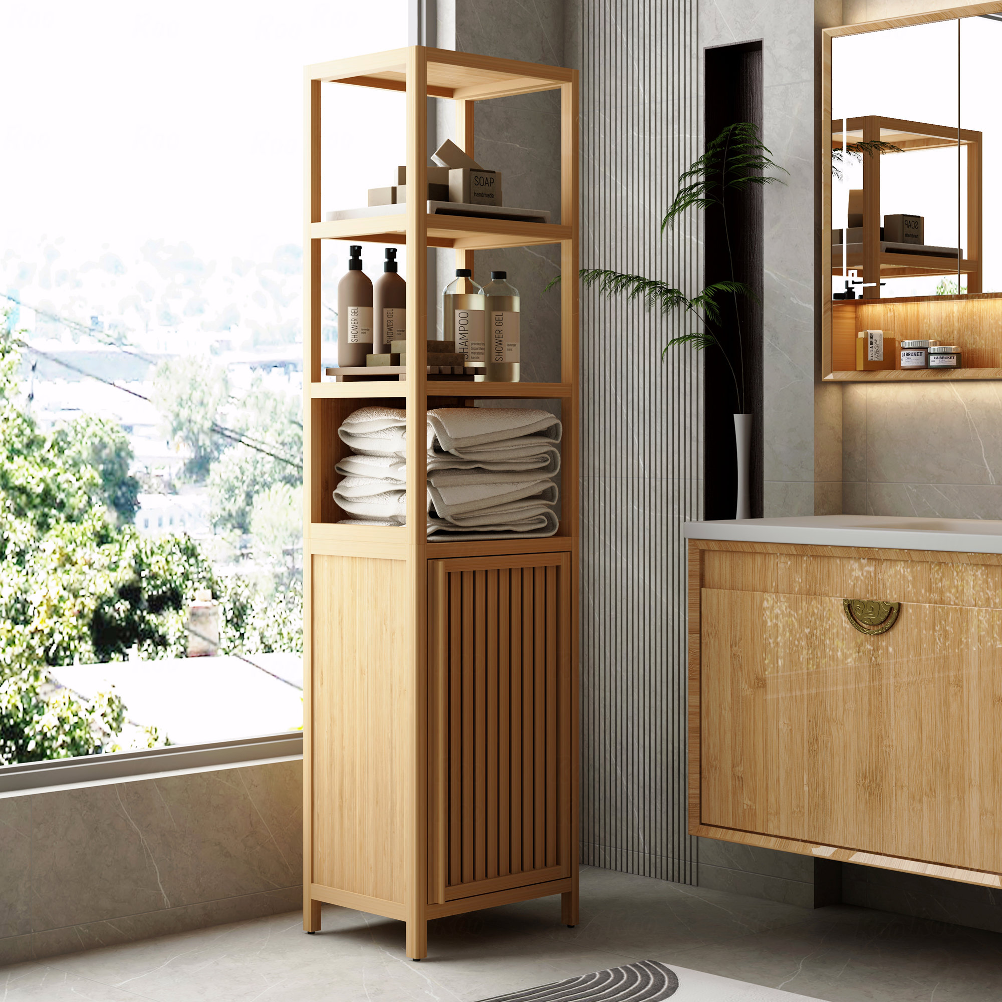 Ophelia & Co. Linen Tower, Storage Tall, Slim Cabinet With Shutter Door ...
