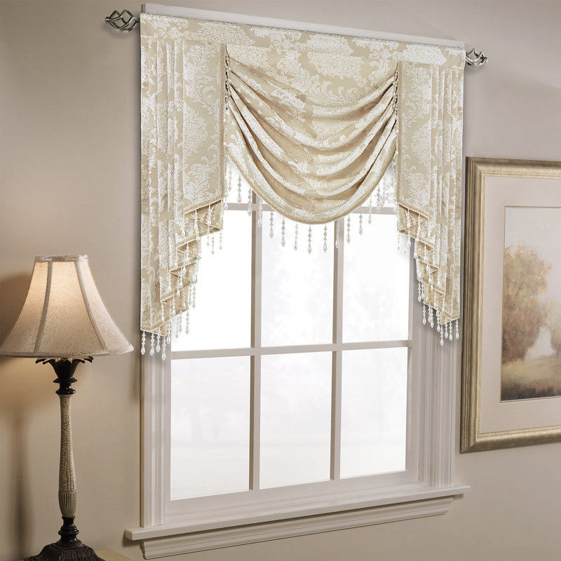 TOPLUXE Damask Window Valance in Beige & Reviews | Wayfair