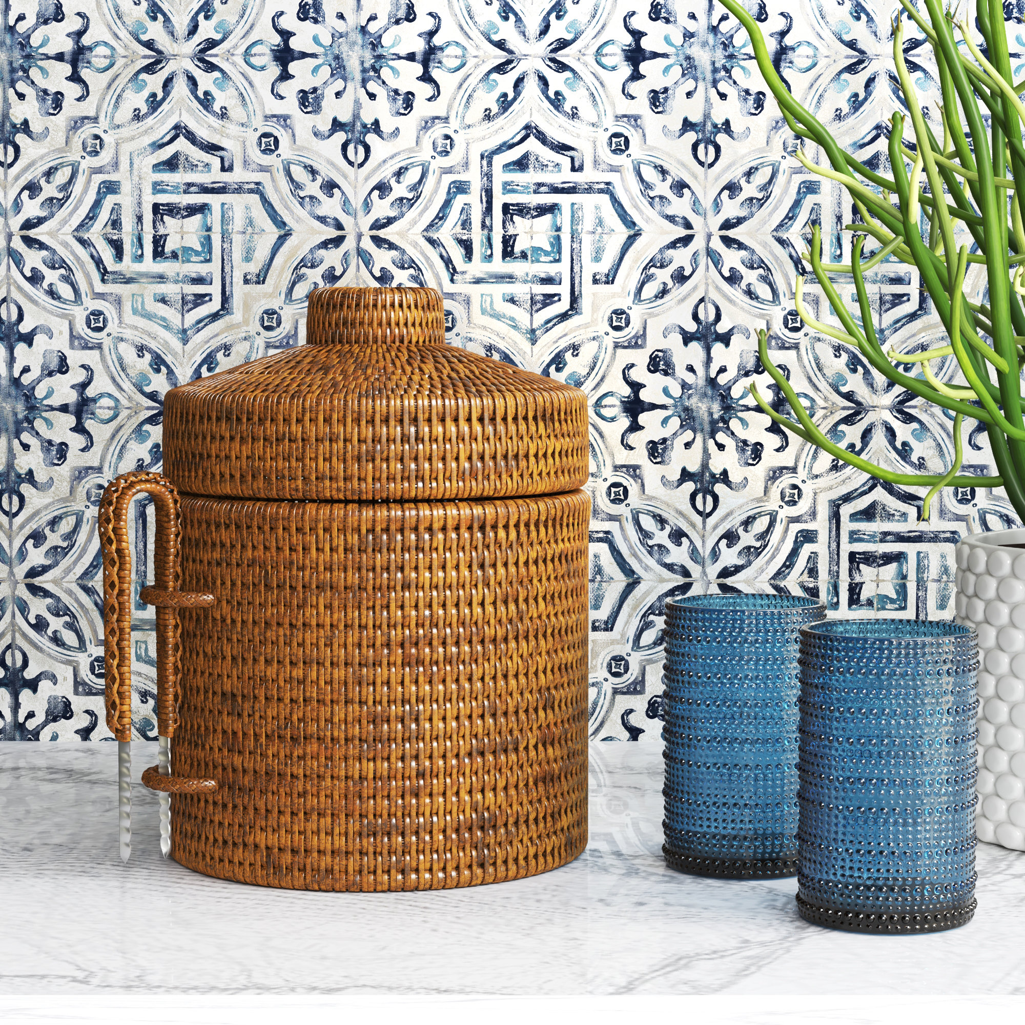 Beachcrest Home™ Everard Rattan Ice Bucket & Reviews | Wayfair