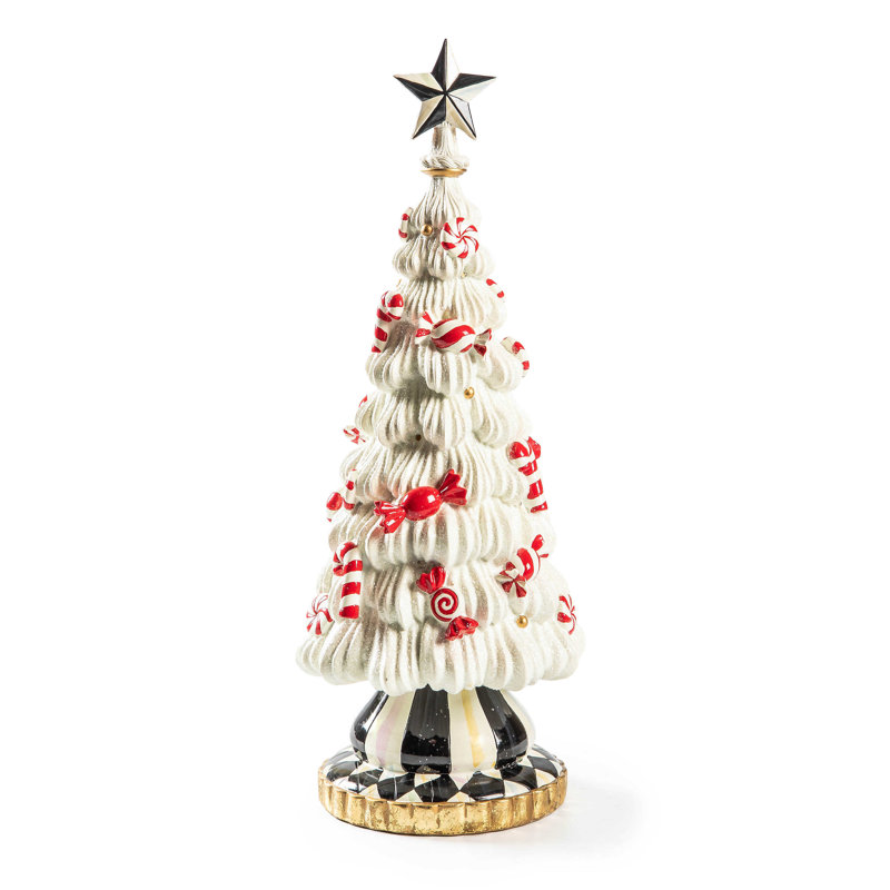 MacKenzie-Childs Peppermint Illuminated Icing Tabletop Tree | Wayfair
