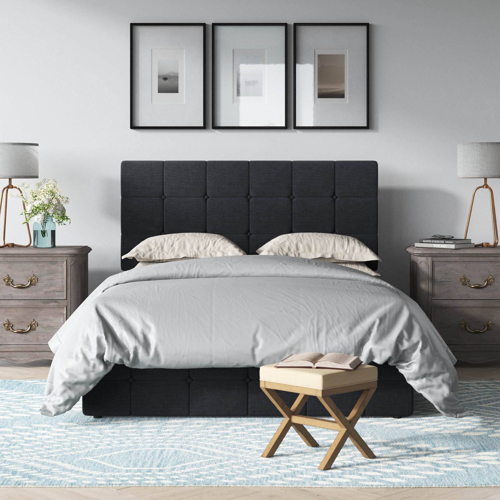 Lark Manor Andam Linen Upholstered Standard Bed 4 Drawer Storage