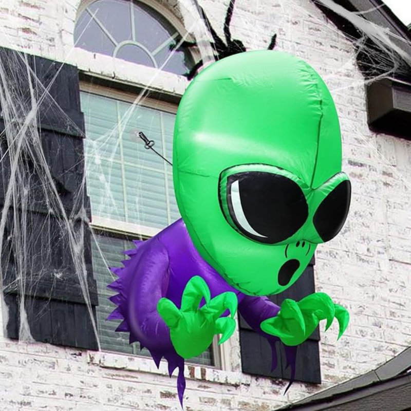 The Holiday Aisle® 4 Ft Alien Inflatables for Halloween Decor | Wayfair