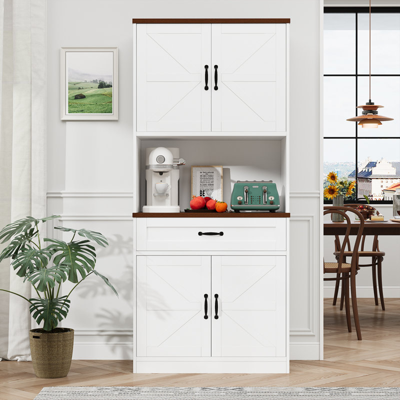 Gracie Oaks 71" Tall Kitchen Pantry Storage Cabinet, Modern Kitchen ...