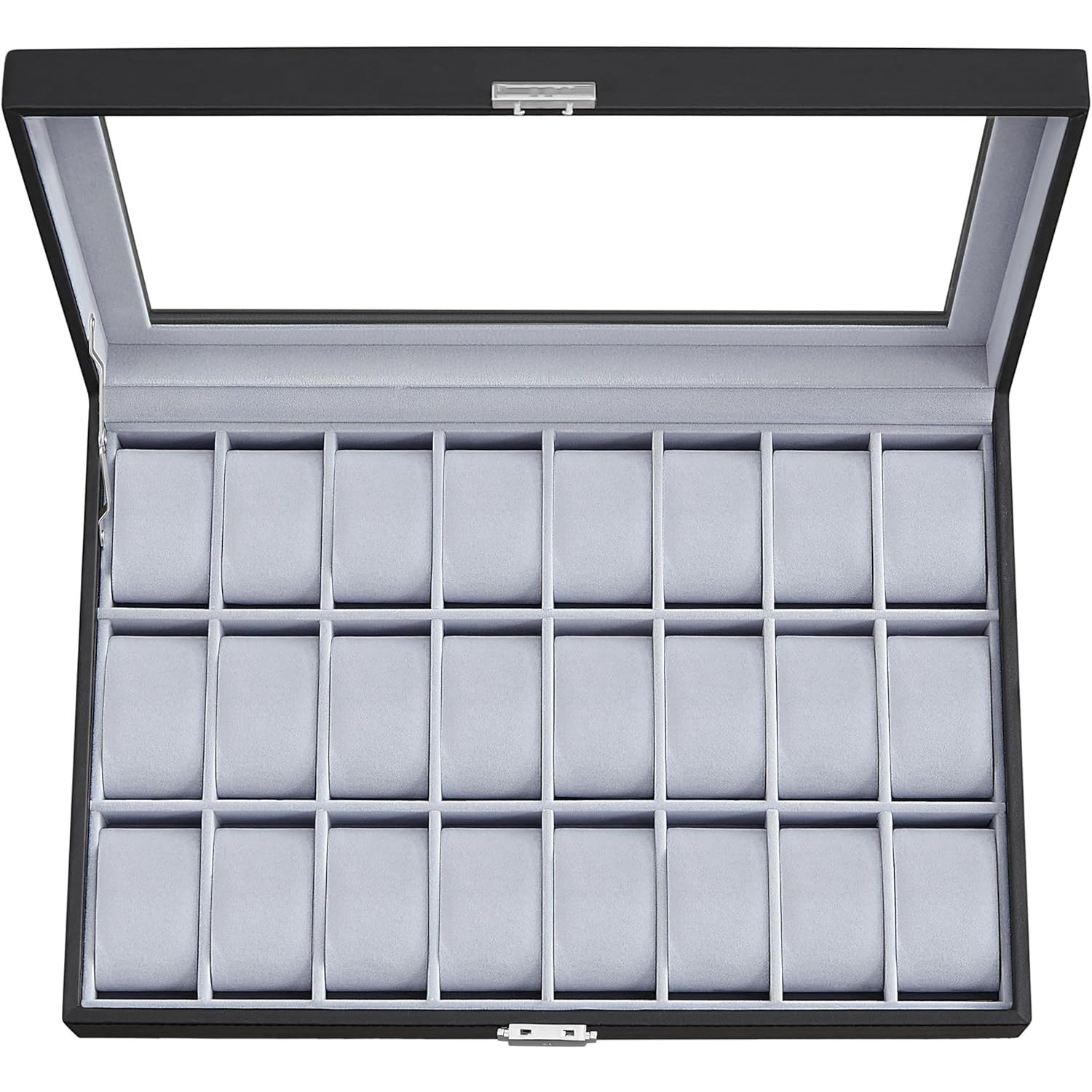 Lark Manor 24-Slot Watch Case, Lockable Watch Storage Box with Glass ...