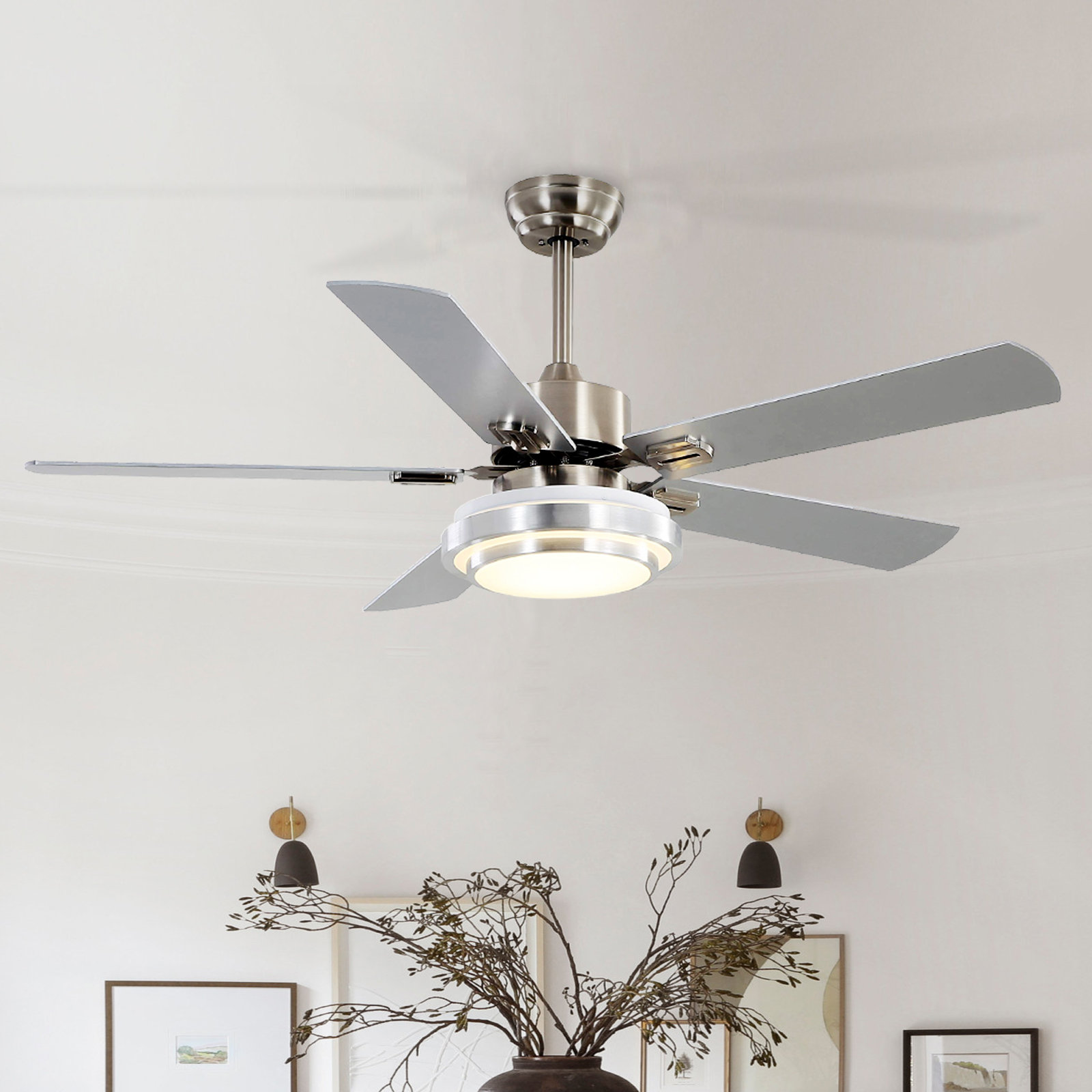 Latitude Run® 5 - Blade LED Standard Ceiling Fan with Remote Control ...
