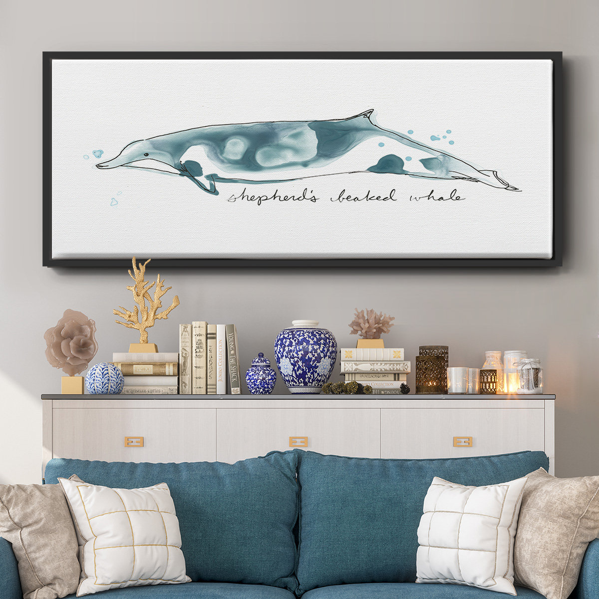 Red Barrel Studio® Whale III- Framed Canvas | Wayfair