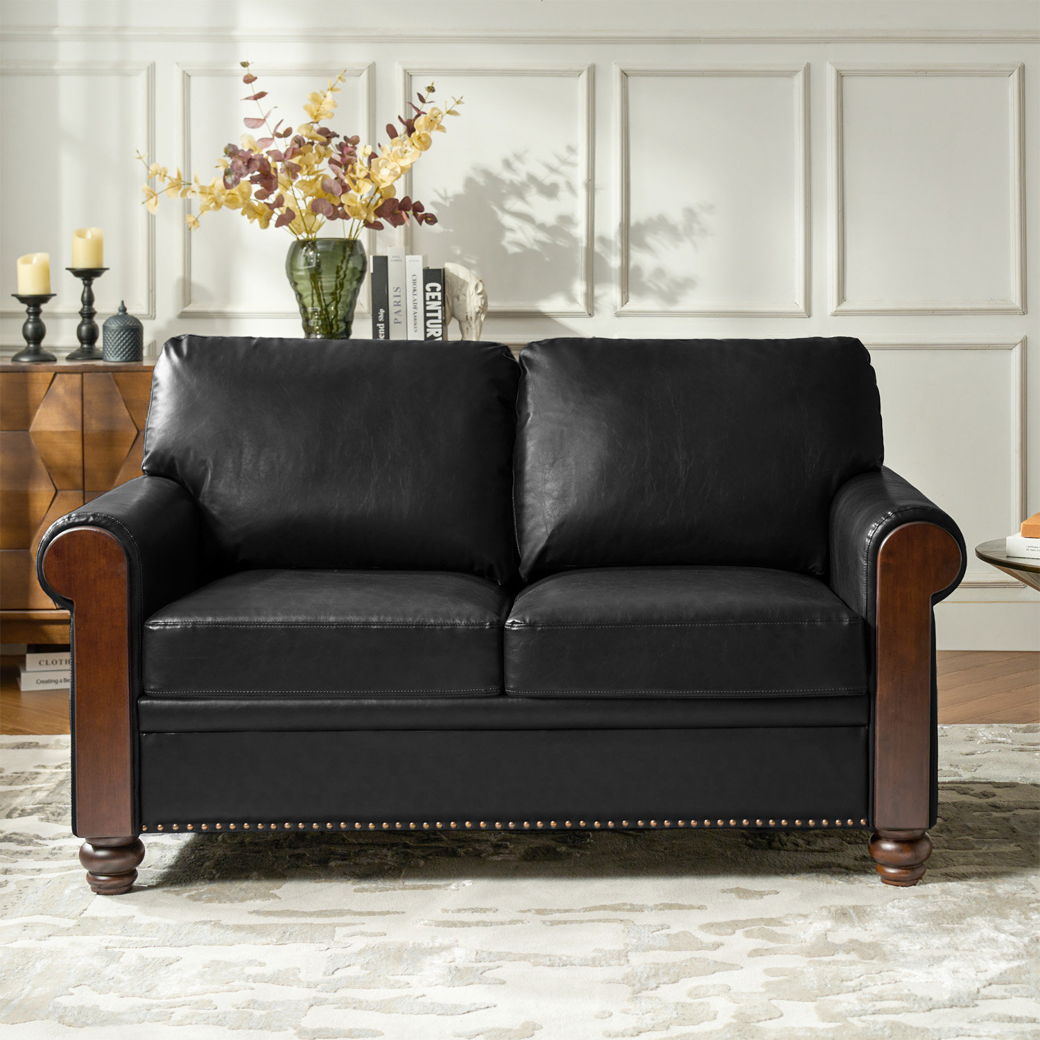Charlton Home Dornisha Transitional 59"Wide Faux Leather Loveseat Sofa ...