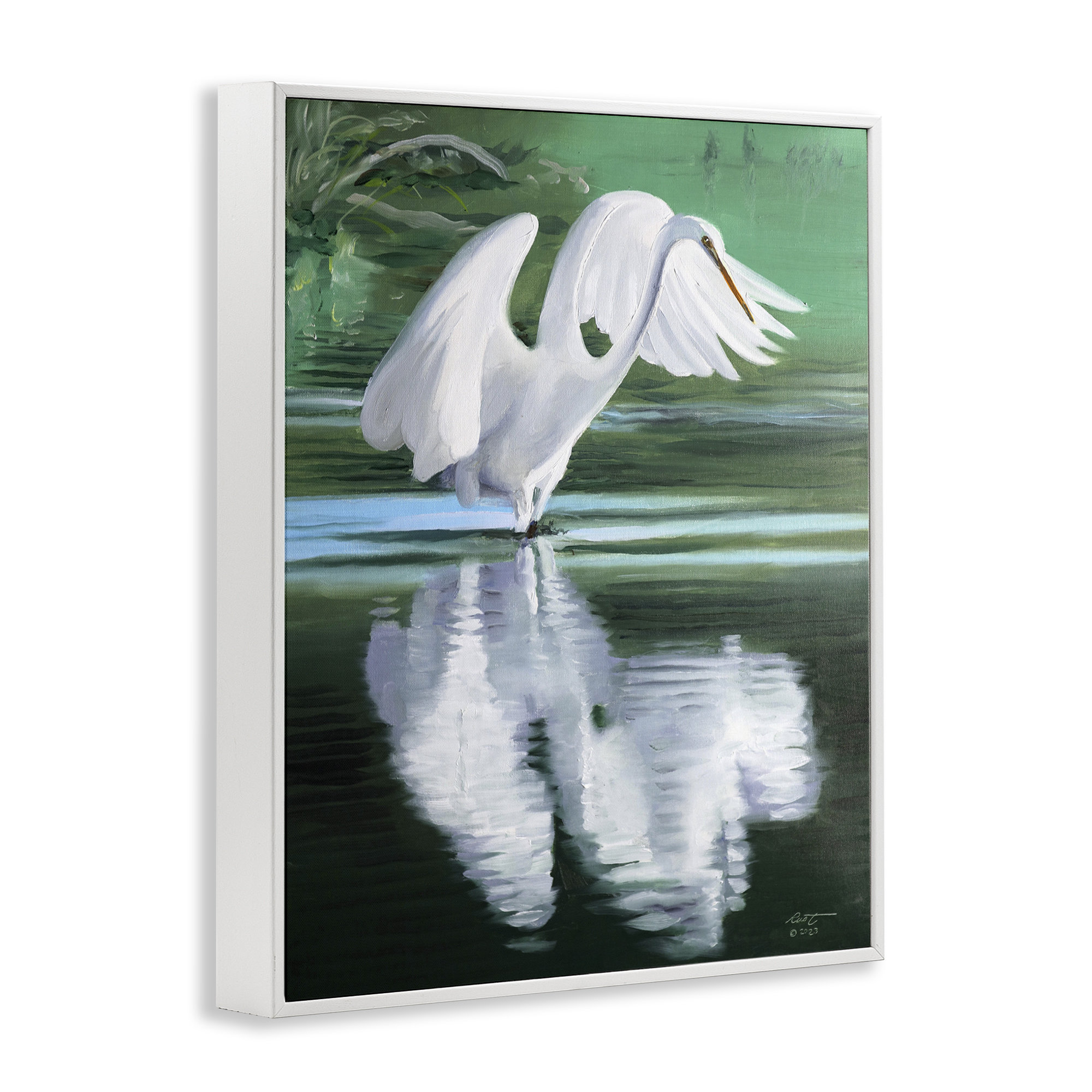 Stupell Industries Egret Flapping Wings Giclee Art by D. Rust | Wayfair