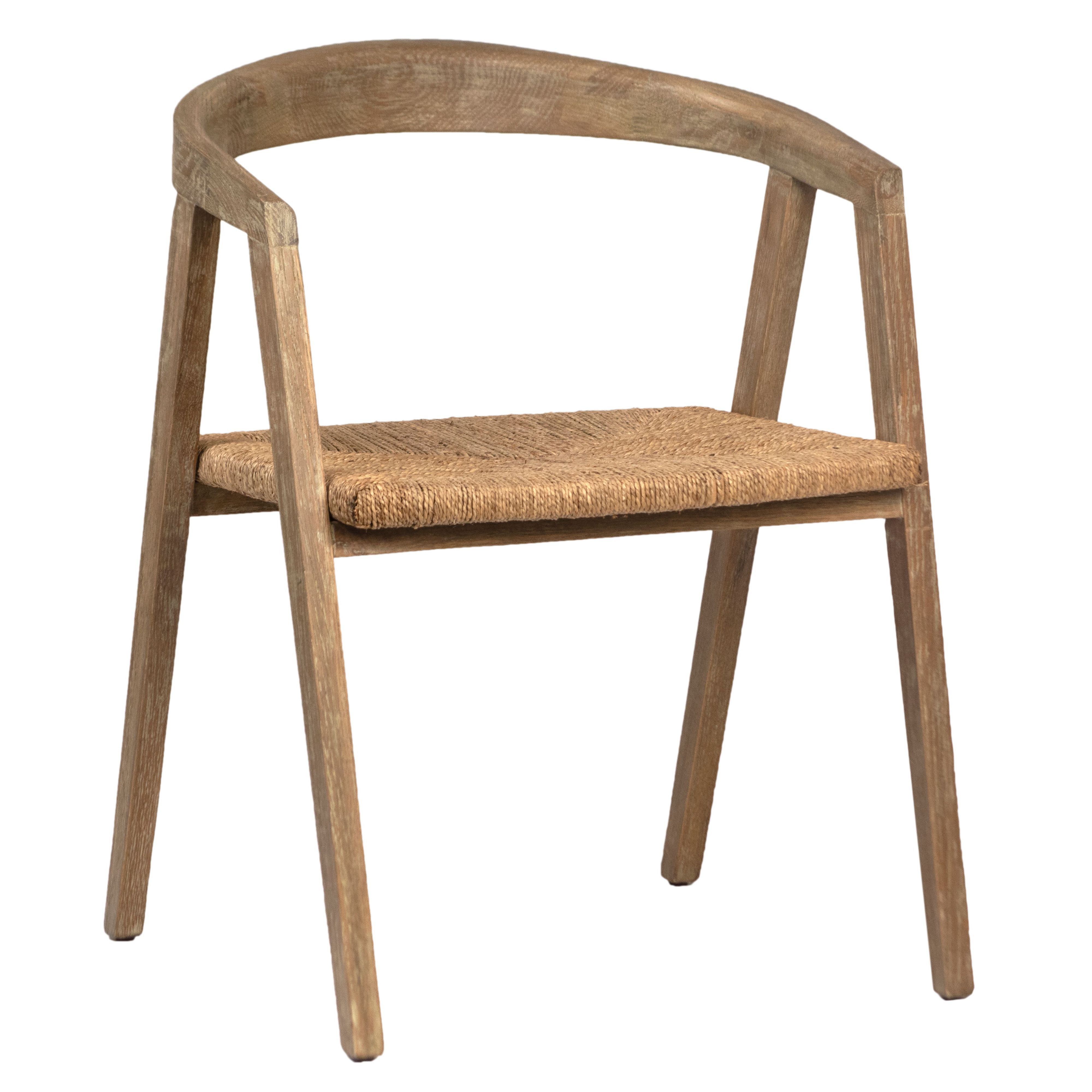 Birch Lane™ Kiku Natural Oak Curved Back Dining Arm Chair with Woven ...