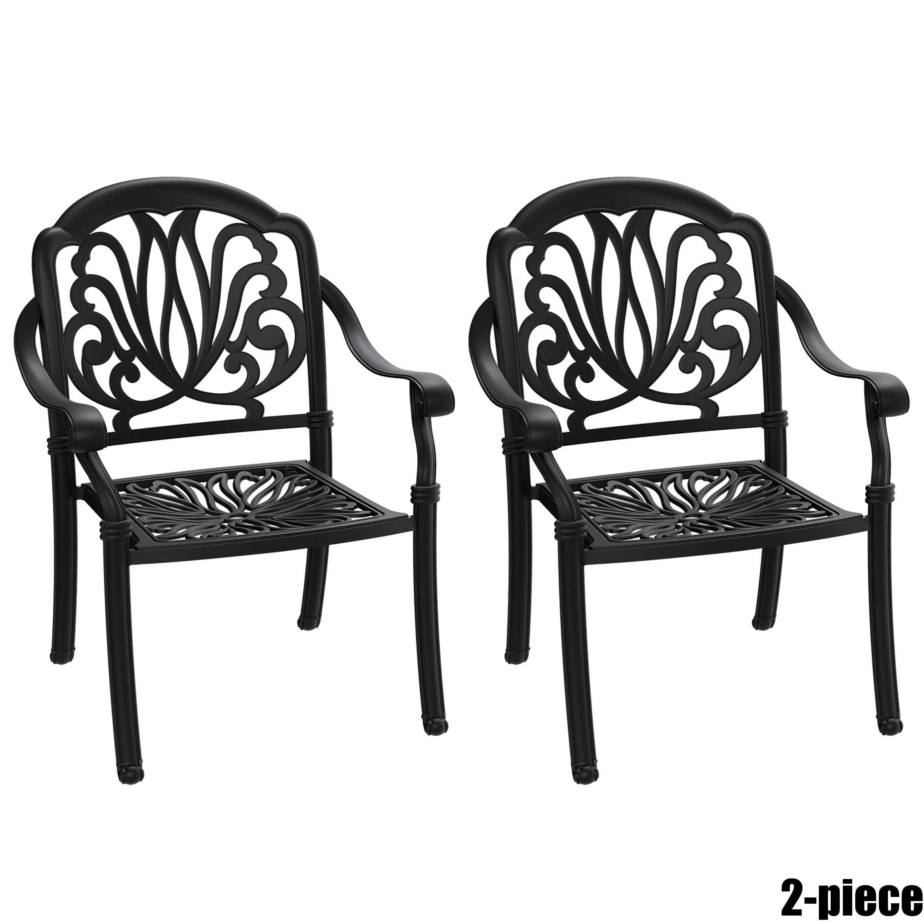 Astoria Grand Black Cast Aluminum Patio Outdoor Dining Chair With ...