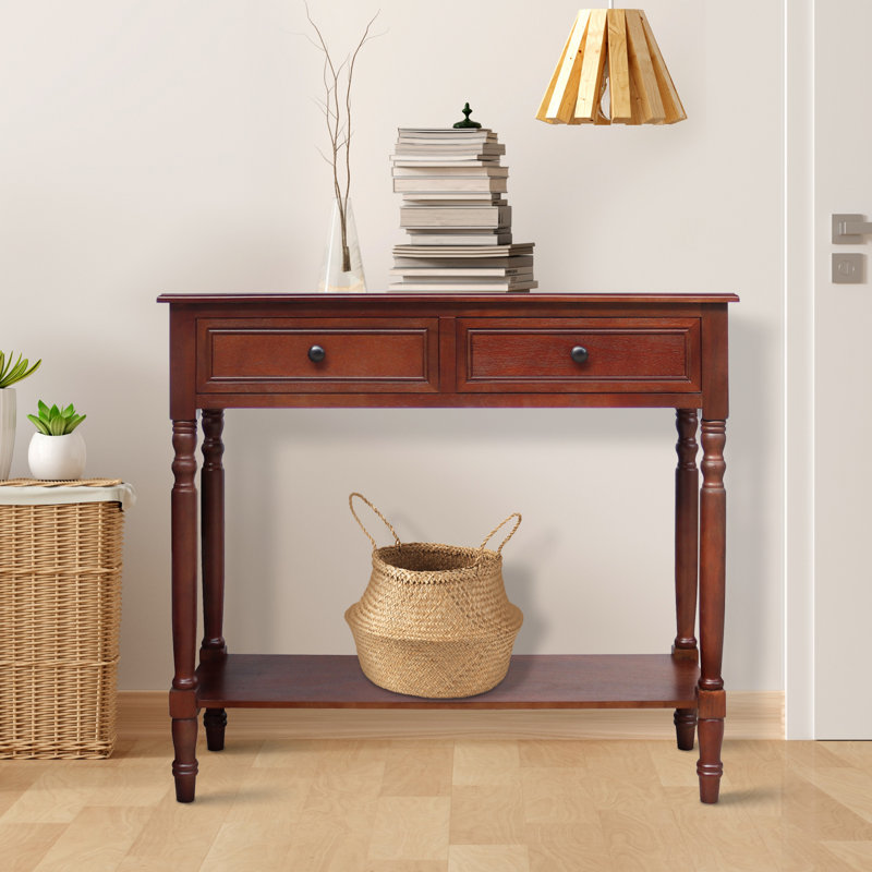 August Grove® Console Table With Drawers, Narrow Wood Accent Sofa Table ...
