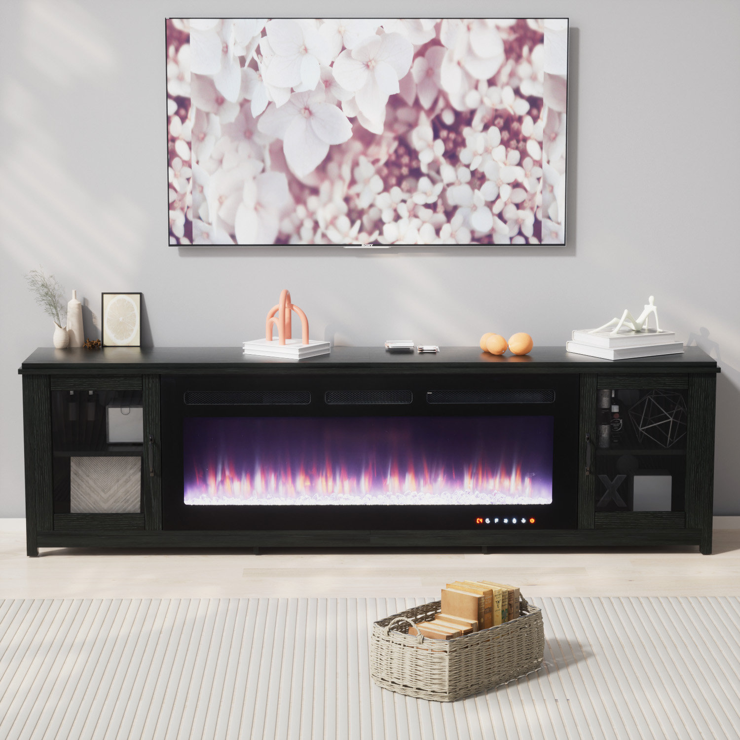 Latitude Run® 80" Fireplace TV Stand Entertainment Centre with 50 ...