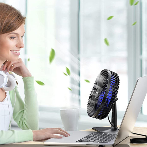 LOTESTO 90° Rotate USB Desk Fan, Mini Portable Fan, 6.5 Inch, 4 Speeds ...
