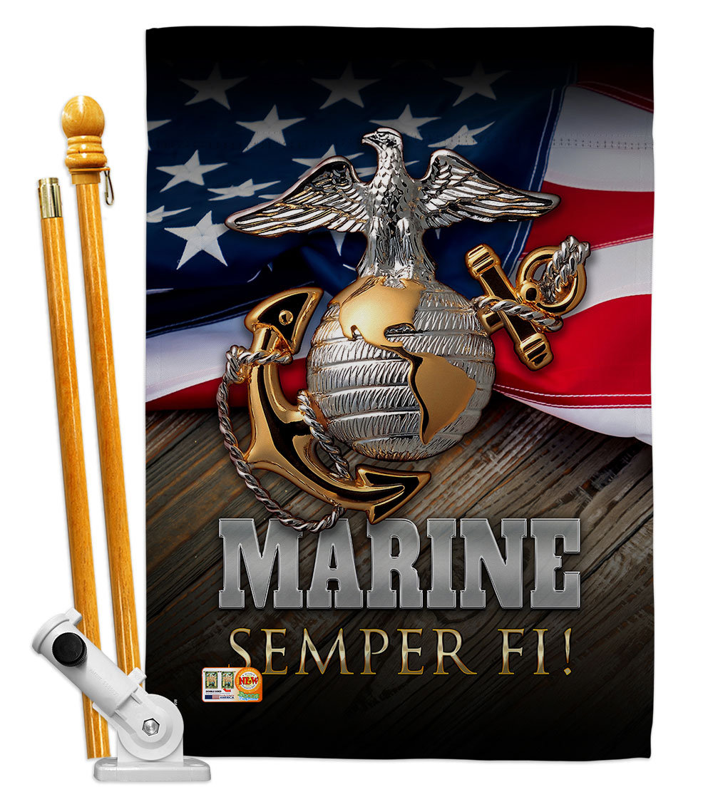 Angeleno Heritage Marine Semper Fi House Flag Set Corps Armed Forces 28 ...