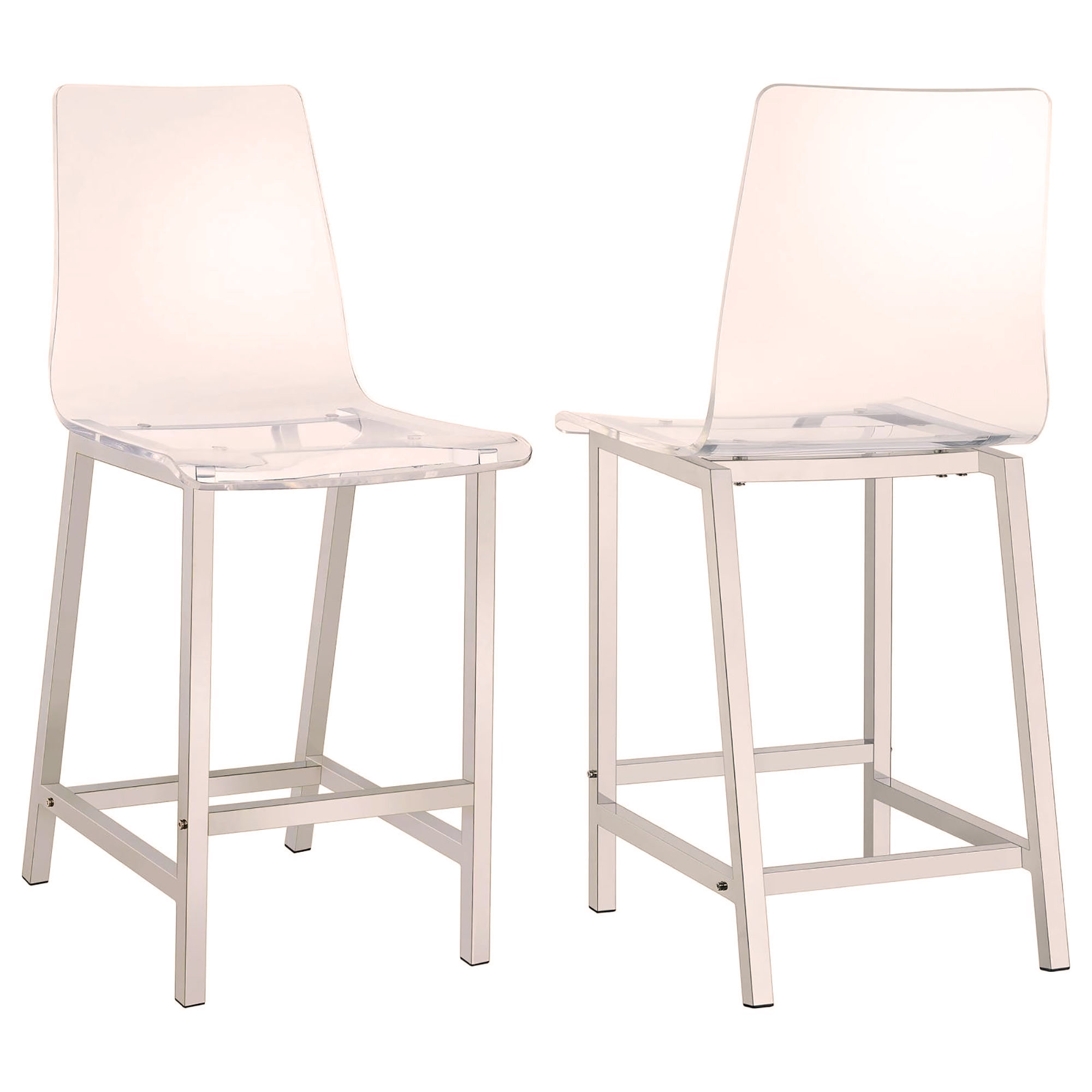 Hokku Designs Clear and Chrome Counter Height Stools (Set of 2) | Wayfair