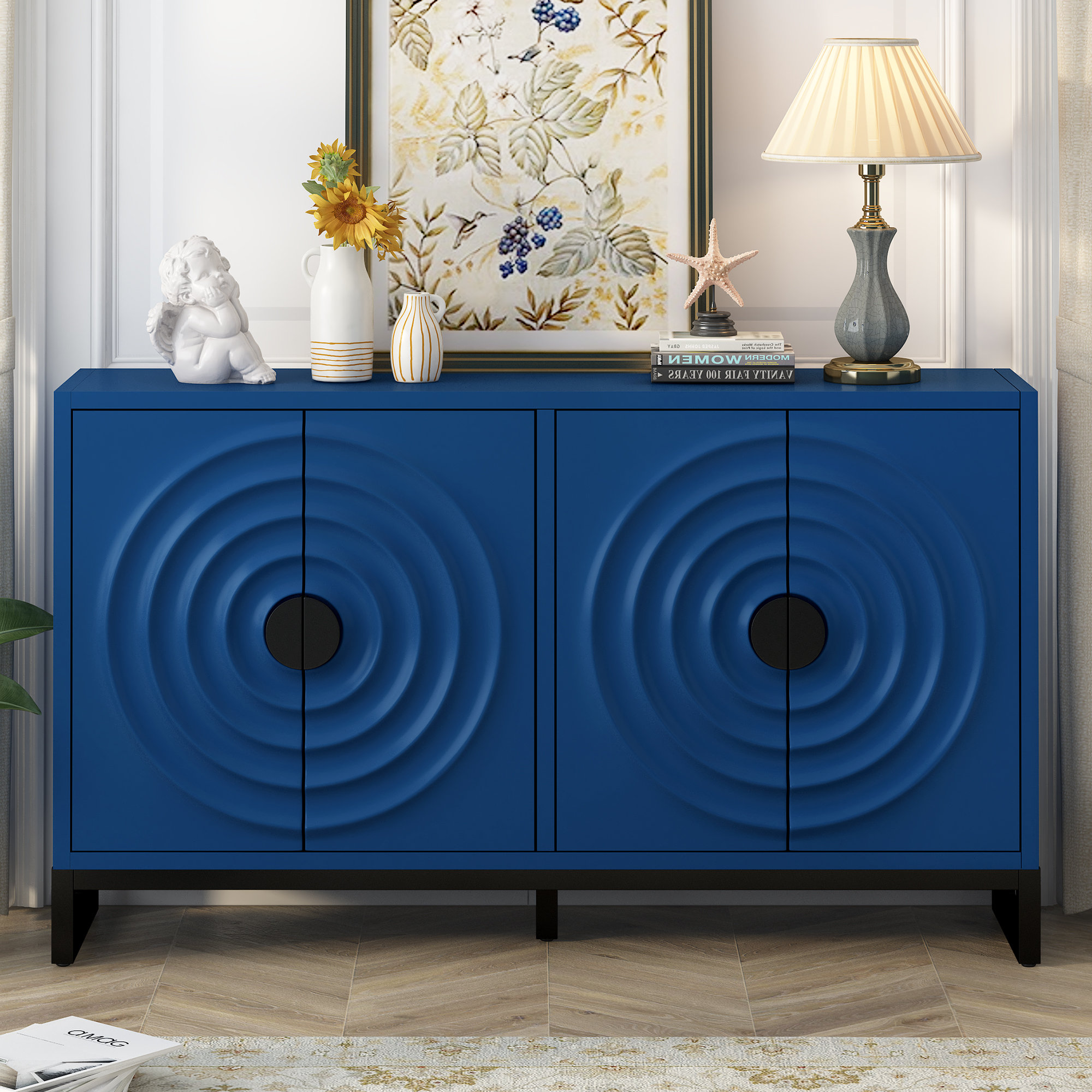 Ebern Designs Rubberwood Veneer Storage Cabinet Sideboard with Water ...