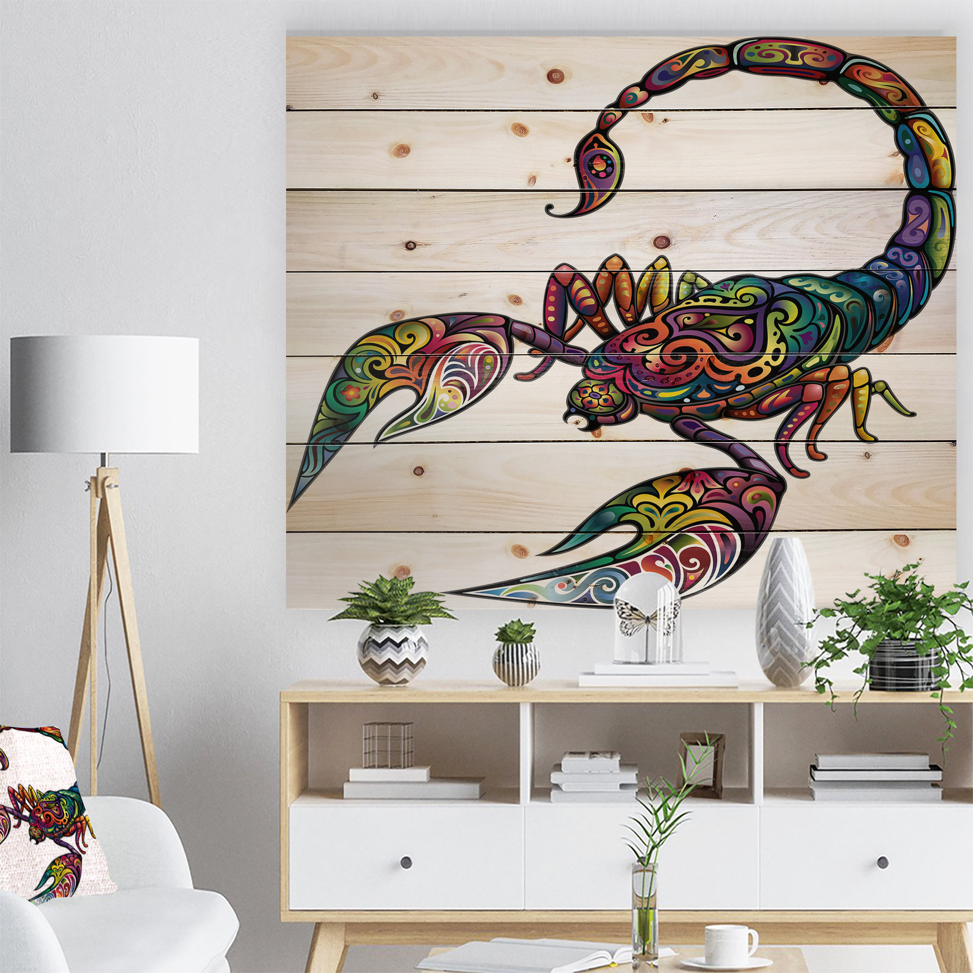 Bungalow Rose Cheerful Scorpion - Traditional Wood Wall Art Décor ...