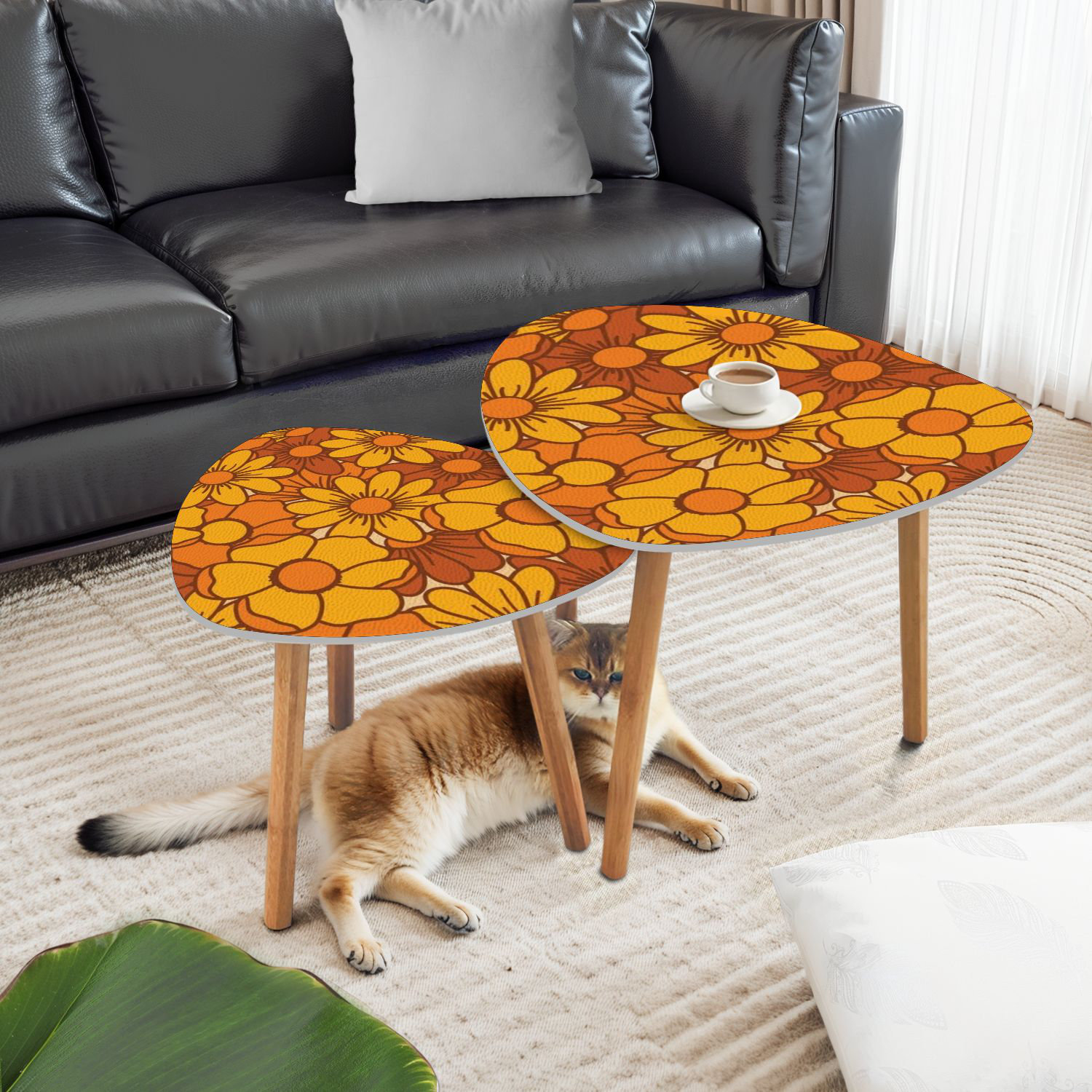 George Oliver Triangle Nesting Coffee Table Set of 2 70 s inspired ...