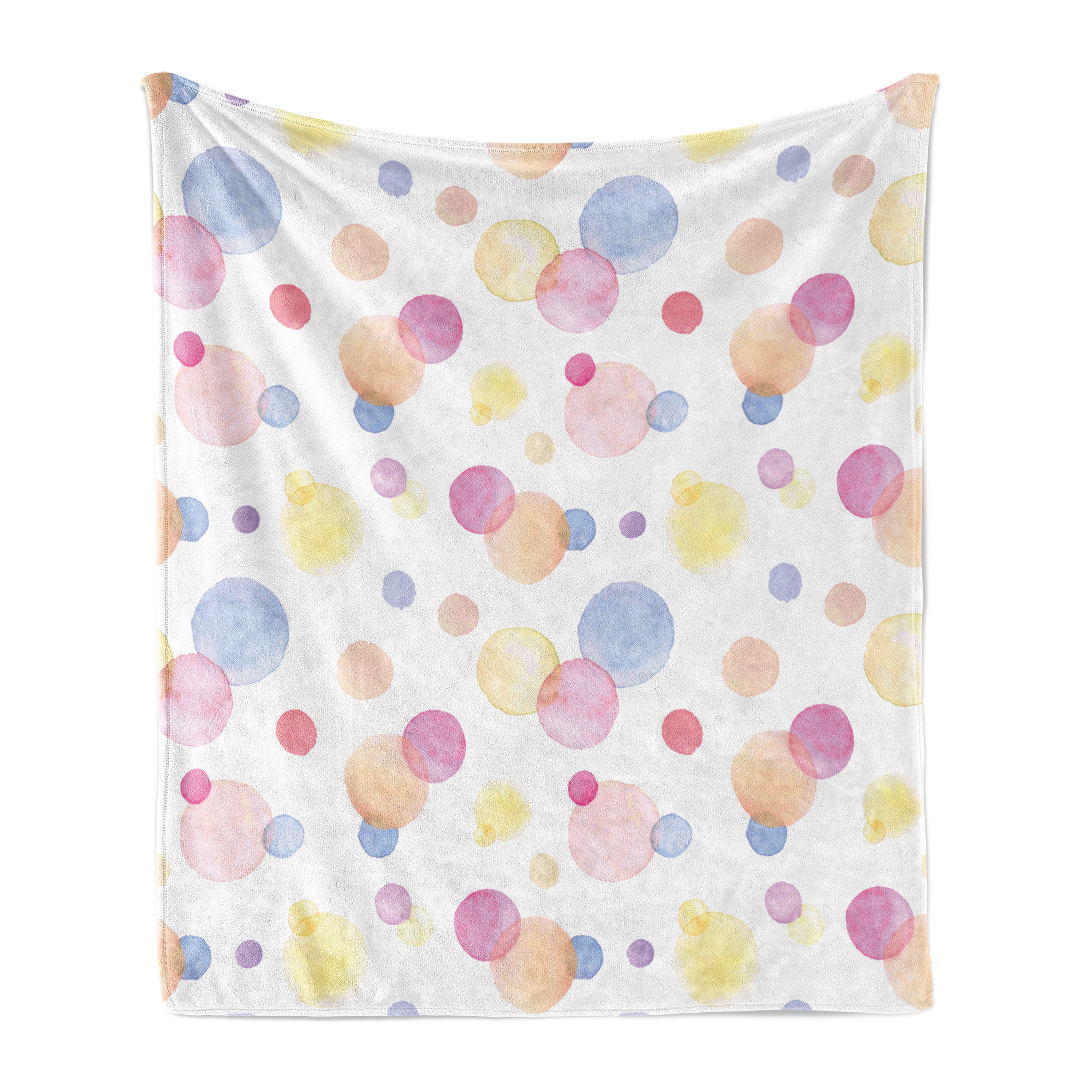 Ambesonne Pastel Fleece Throw Blanket Watercolor Drops Paint Print ...
